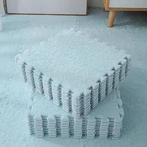 Amazon.com: Interlocking Carpet Squares,Plush Foam Floor Mat,60 Pcs ...