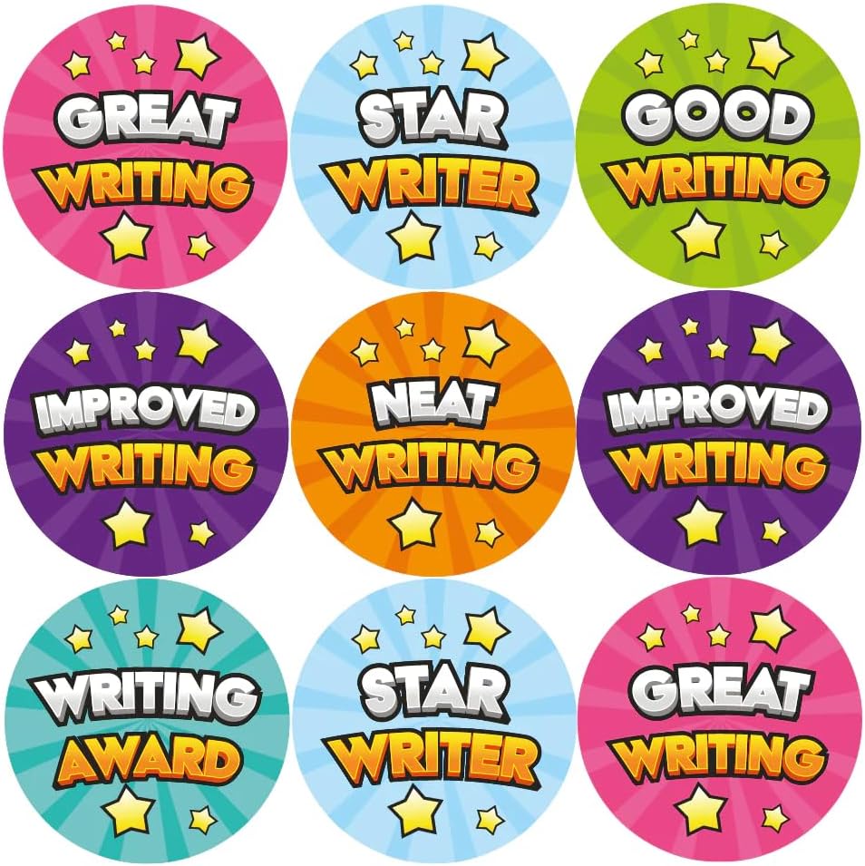 144 Writing Star Praise Words Reward Stickers For Children, Teachers ...