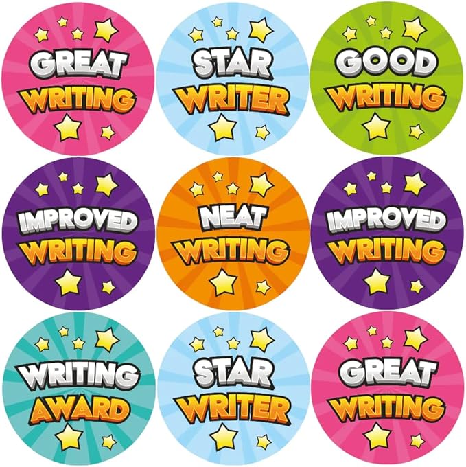 144 Writing Star Praise Words Reward Stickers For Children, Teachers ...