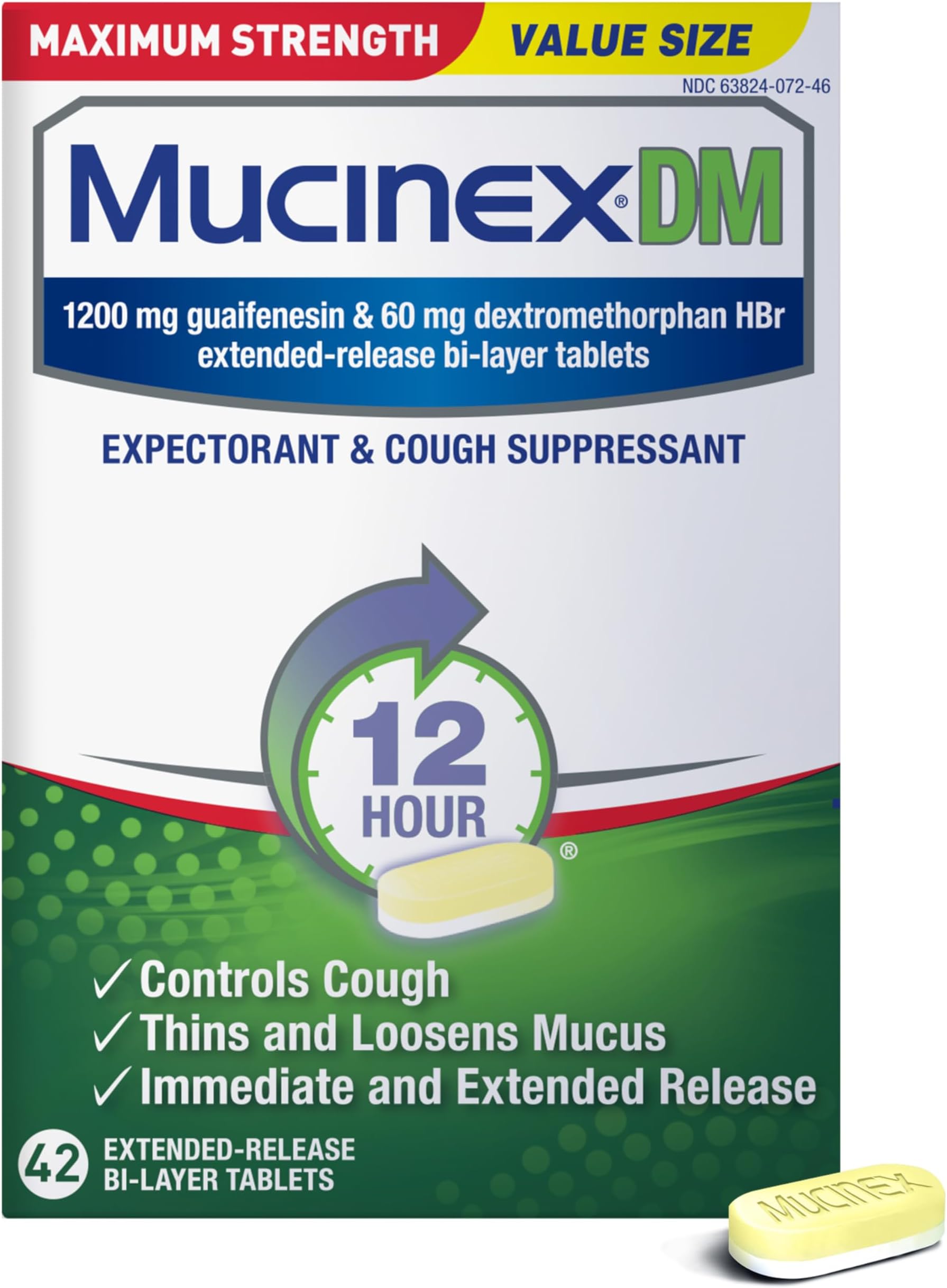 Amazon.com: Mucinex DM 12Hr Maximum Strength Chest Congestion & Cough ...
