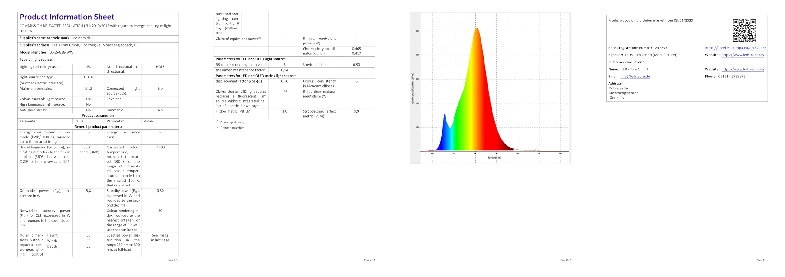 ledscom.de 2 pcs Wall spot WAIKA Switch Chrome matt LED lamp Warm White ...