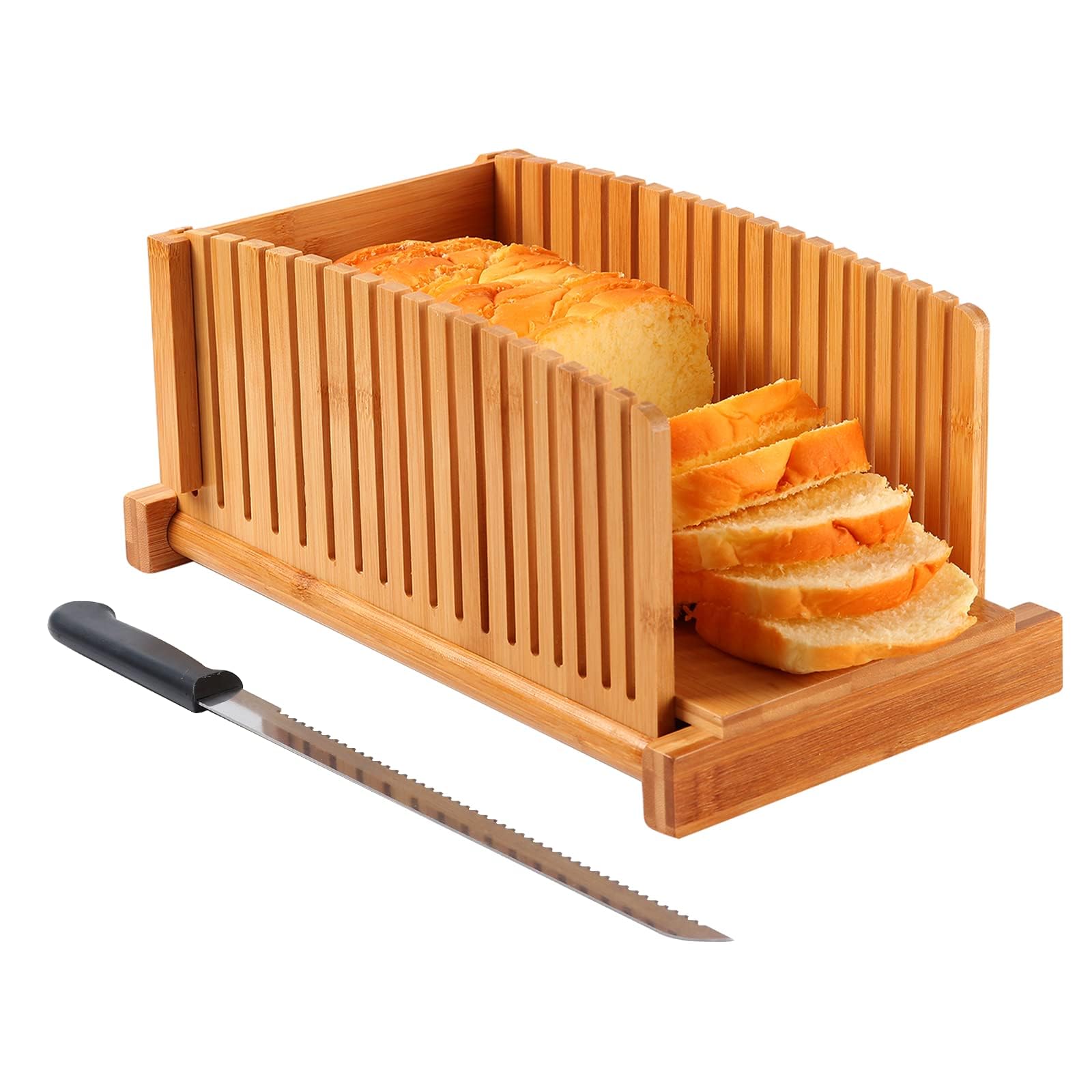 Amazon.com: Kiss Core Bamboo Bread Slicer with 18.1-inch Serrated Bread ...