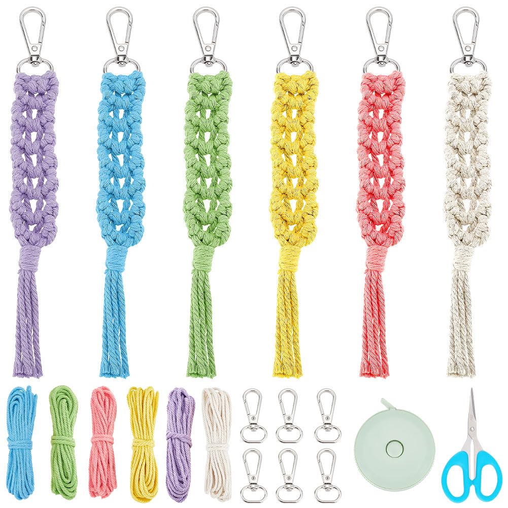 Amazon.com: WEBEEDY 6 Sets Macrame Keychain Kit Mini Macrame Keychains ...
