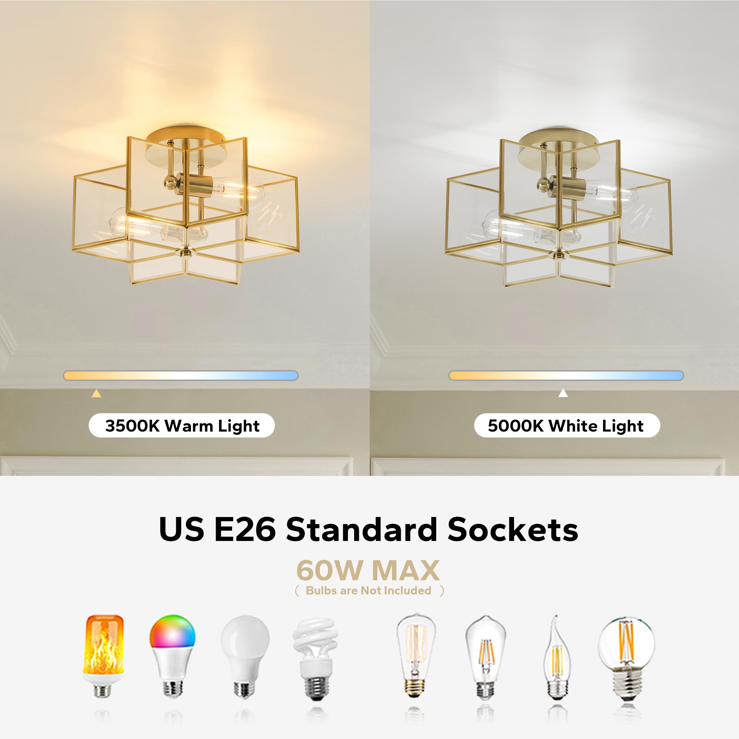 Entry Light Fixtures Octagon Contemporary Crystal And White 2.4G