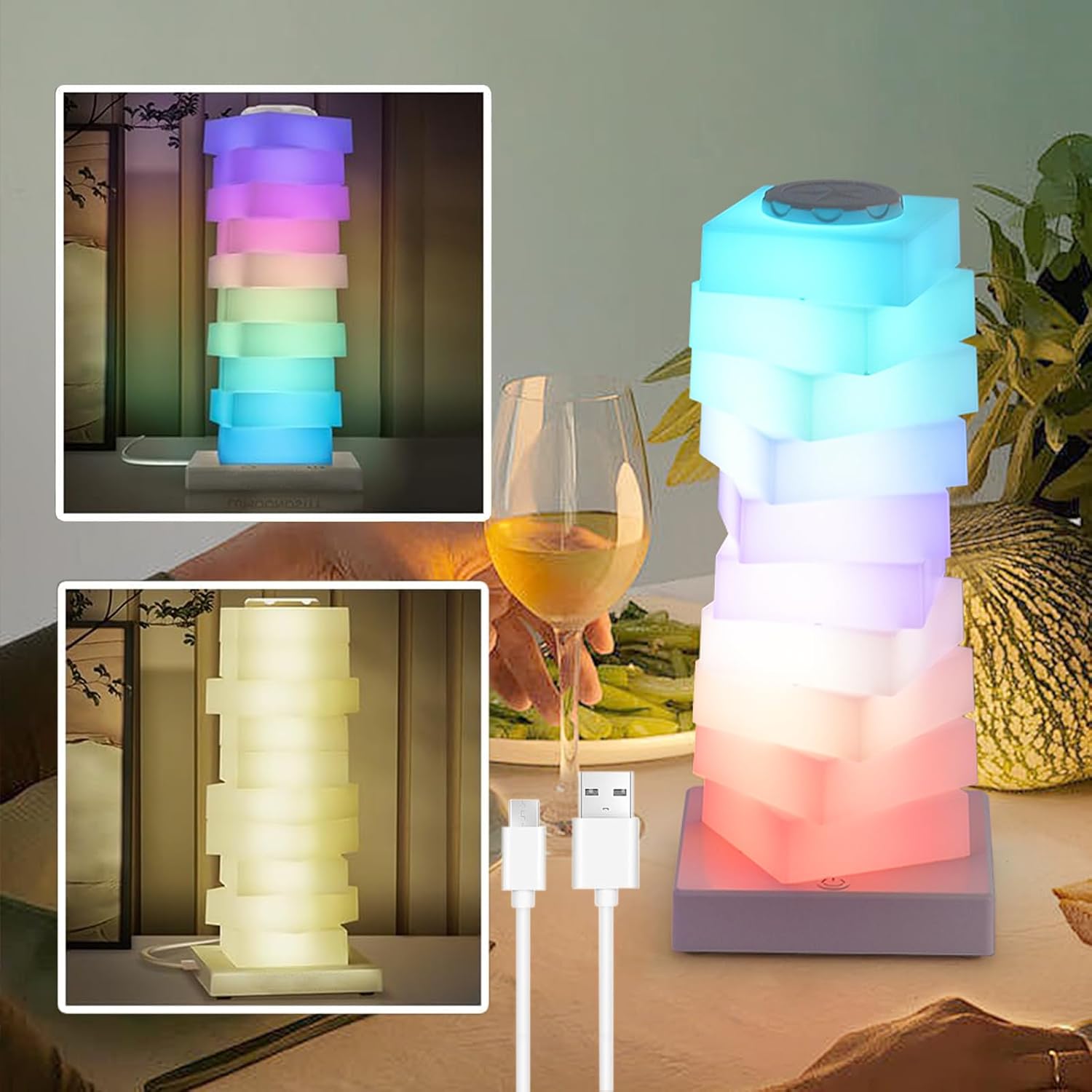 Ambiance Table Lamp, Rechargeable 2000mAh Touch Control Lamp, RGB Dream ...