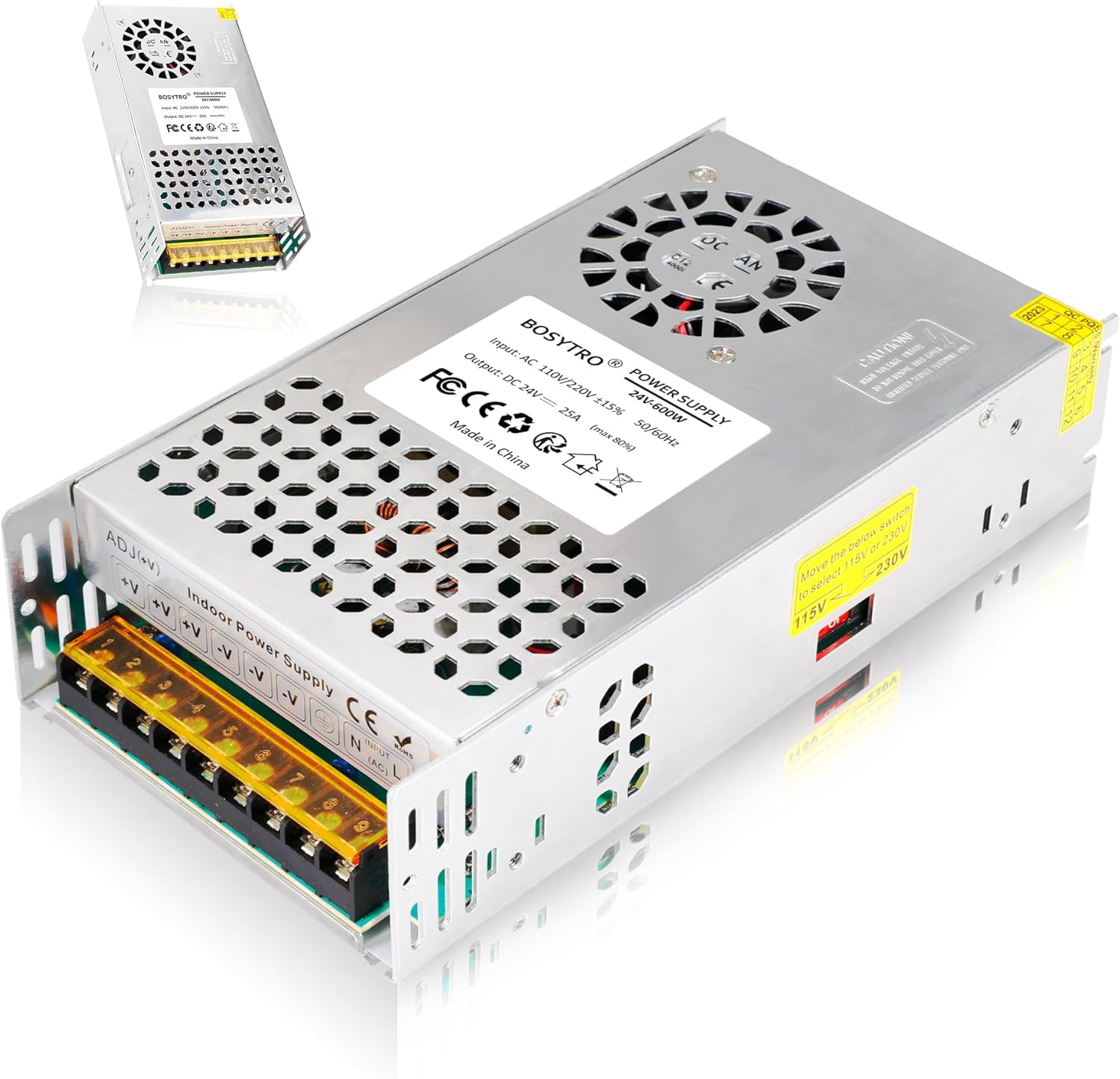 Amazon.com: BOSYTRO 24V 25A 600W DC Switching Power Supply, AC 110v to ...