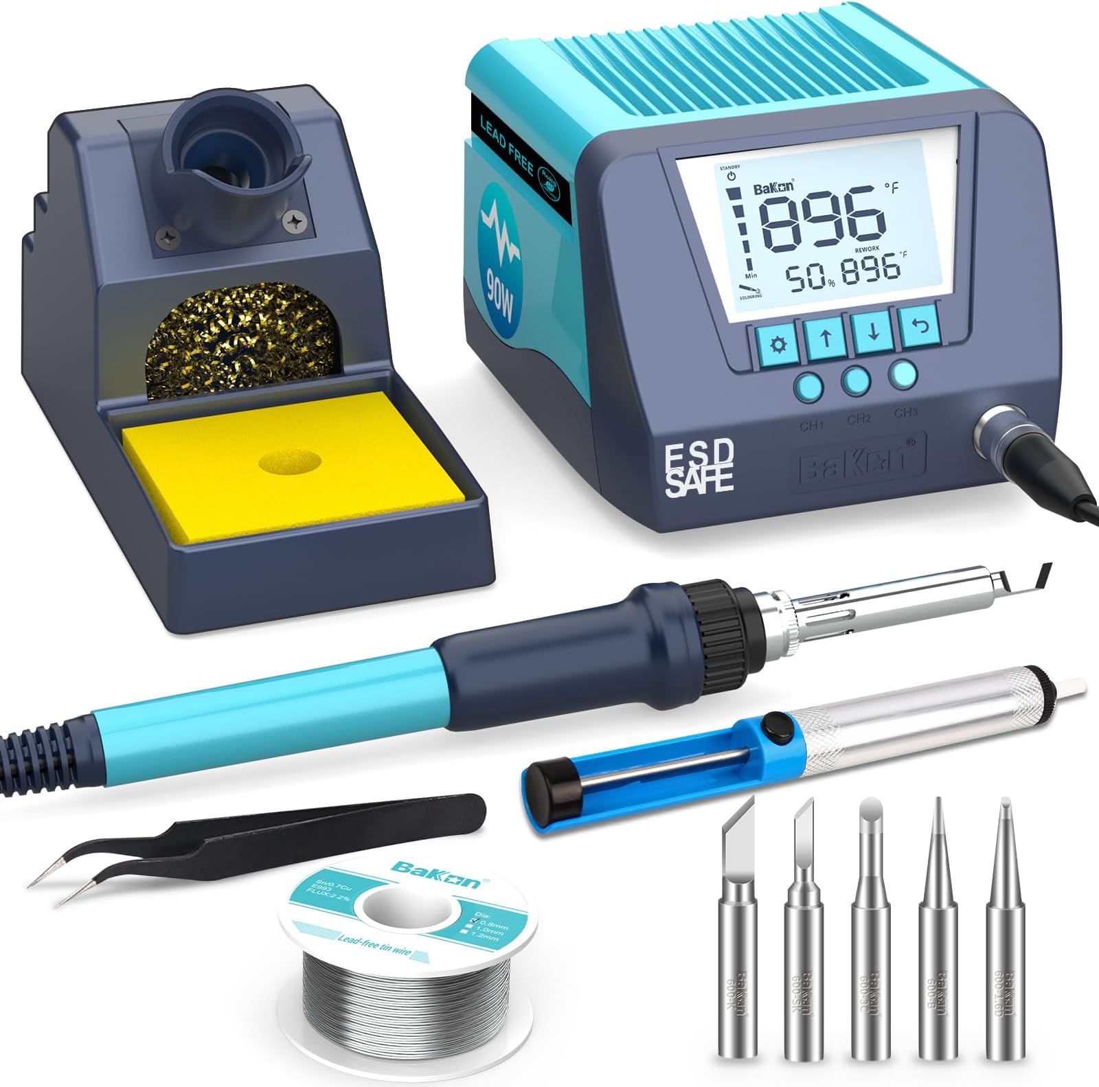 FNIRSI DWS-200 200W Precision Digital Soldering Station Kit, with 3 ...