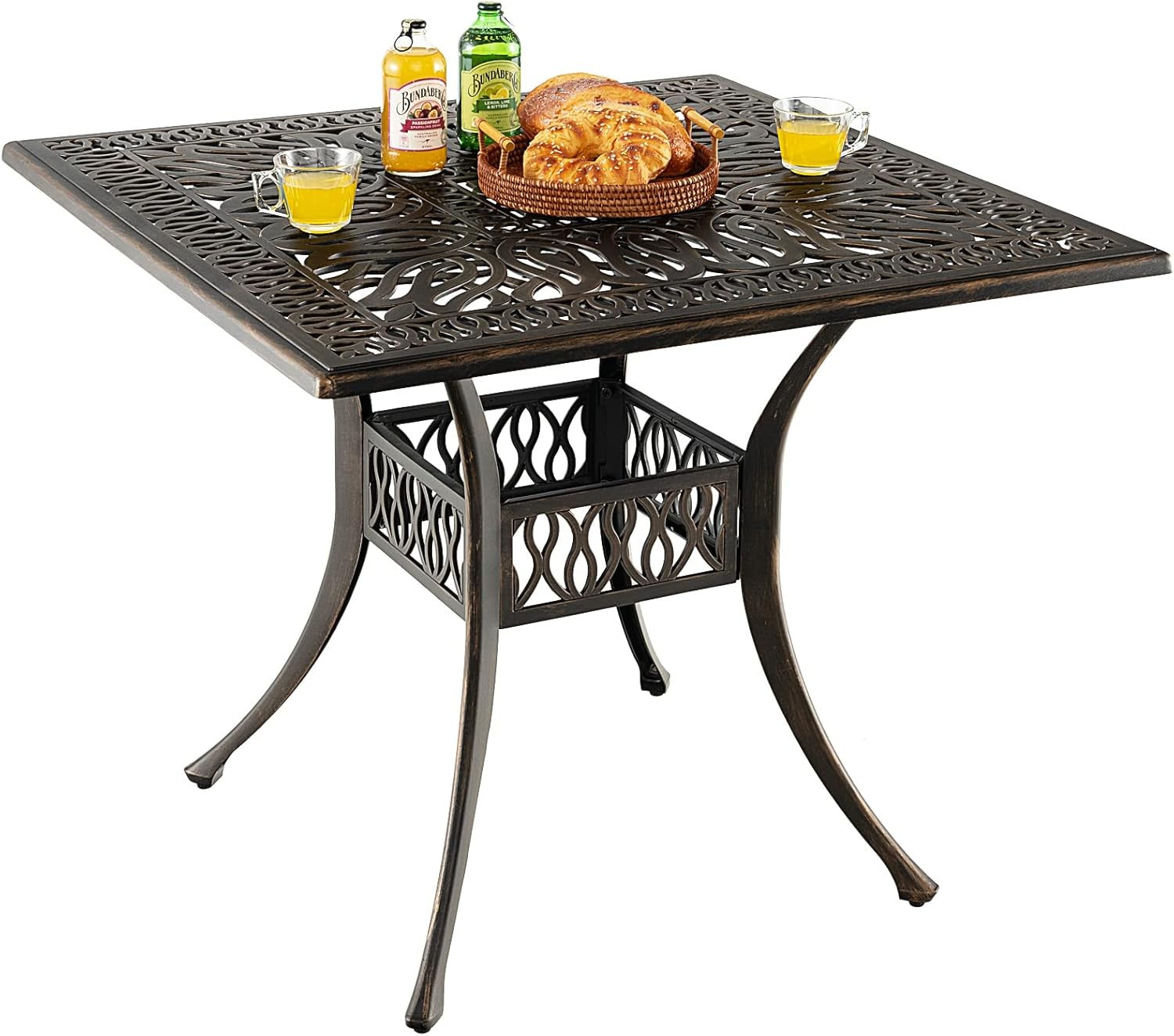 Amazon.com : Giantex Patio Dining Table, Cast Aluminum Outdoor Table ...