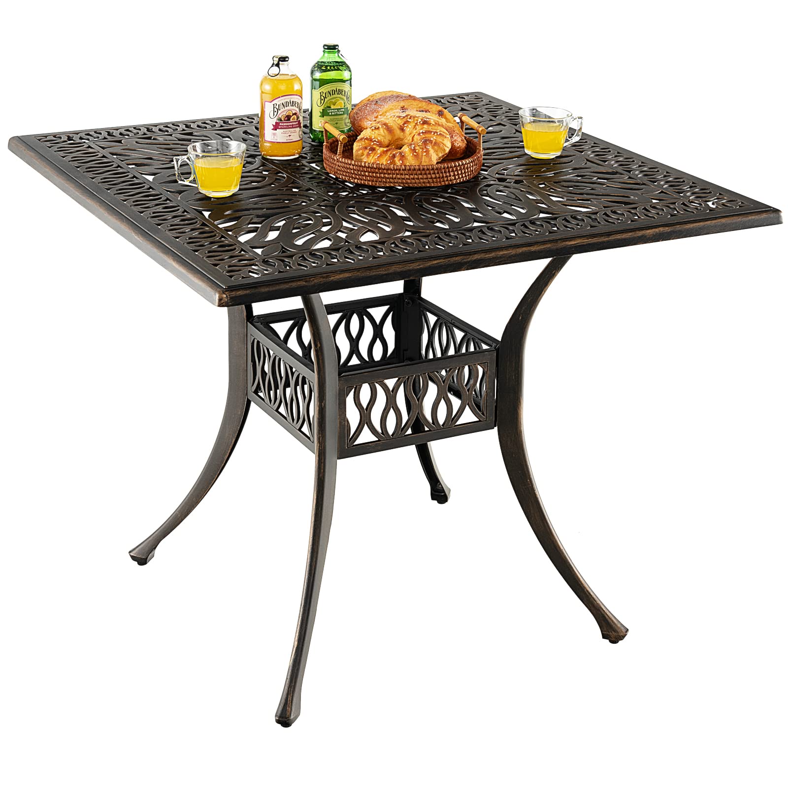 Amazon.com : Giantex Patio Dining Table, Cast Aluminum Outdoor Table ...