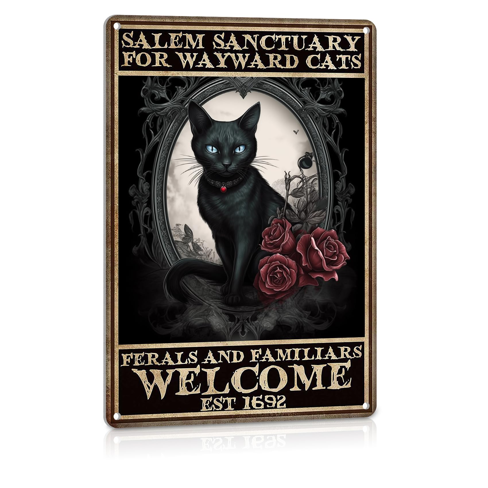 Amazon.com: ALREAR Gothic Decor Salem Black Cat Sign Halloween Decor ...
