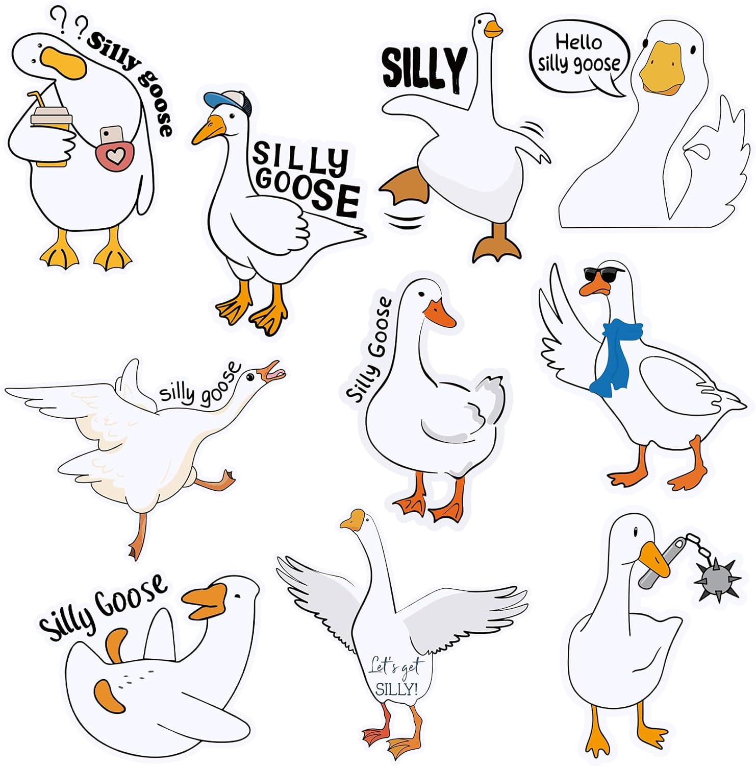 Amazon.com: Dinifee 2 Sheets 20 Pcs Silly Goose Stickers for Water ...