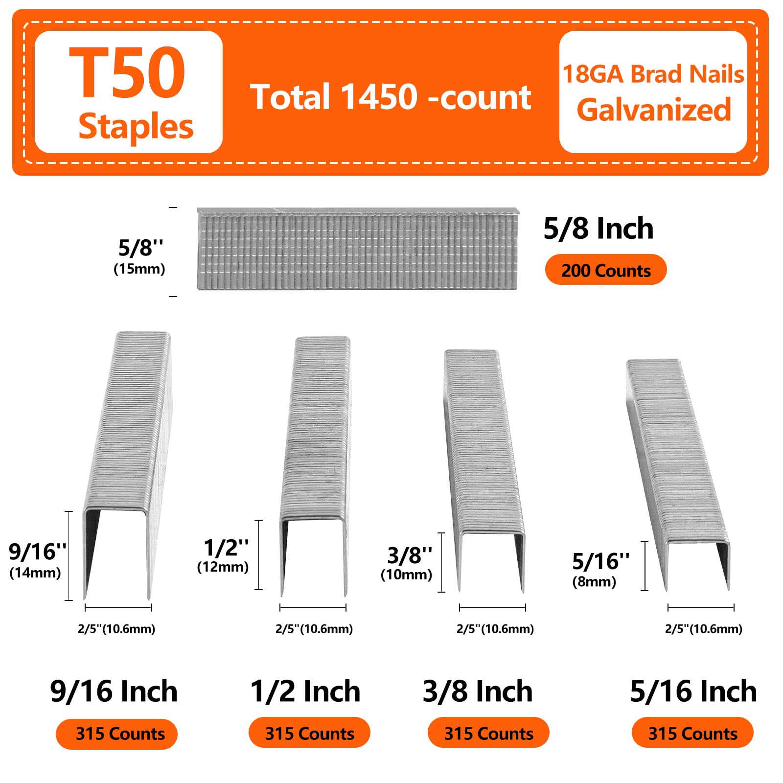 Snapklik.com : Heavy Duty T50 Staple 5/16" Length, 3/8" Crown 5000 ...