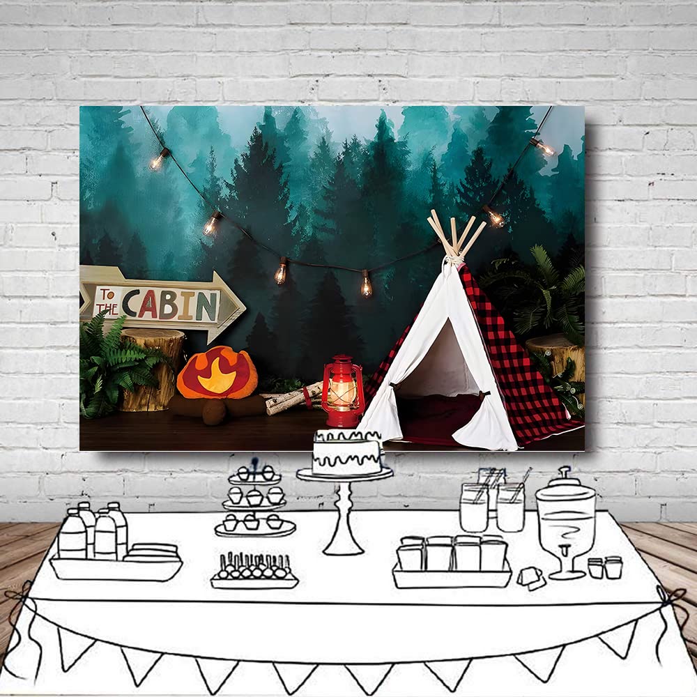 LYWYGG 7x5FT Camping Backdrop Forest Scene Camping Photography ...