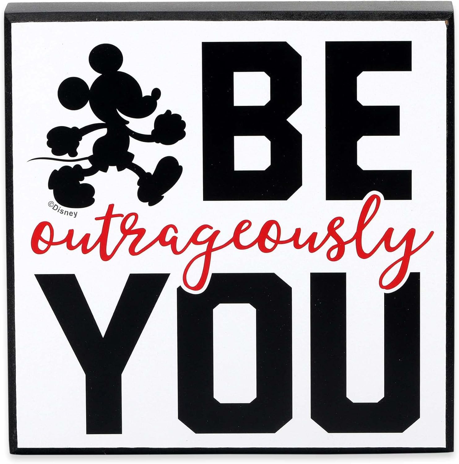 Amazon.com: Disney Mickey Mouse Be Outrageously You Wood Block Decor ...