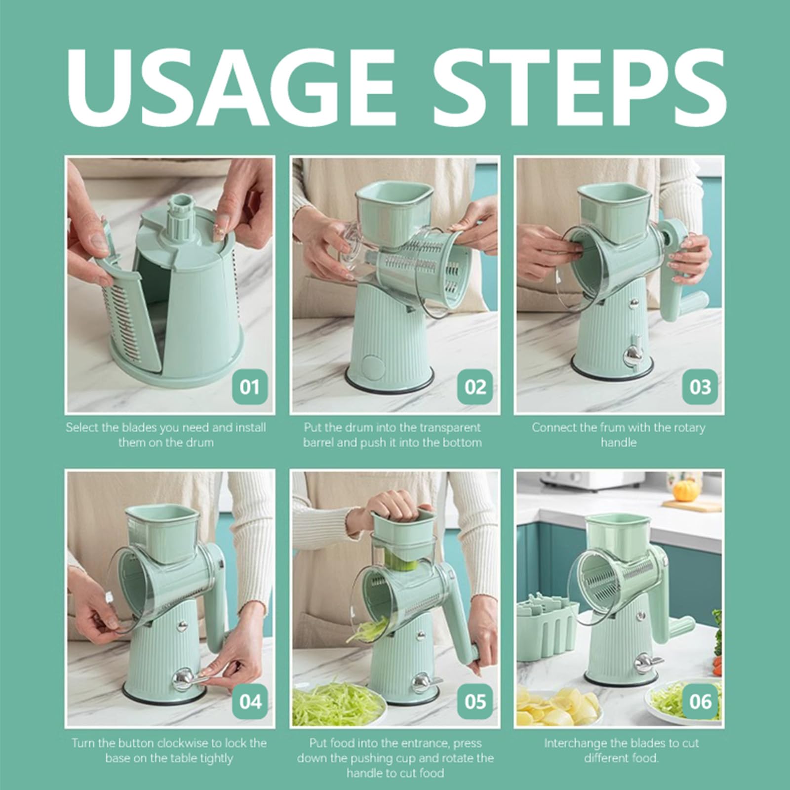 Snapklik.com : YHQPHZM Rotary Cheese Grater, 5-Set Replaceable Drum ...