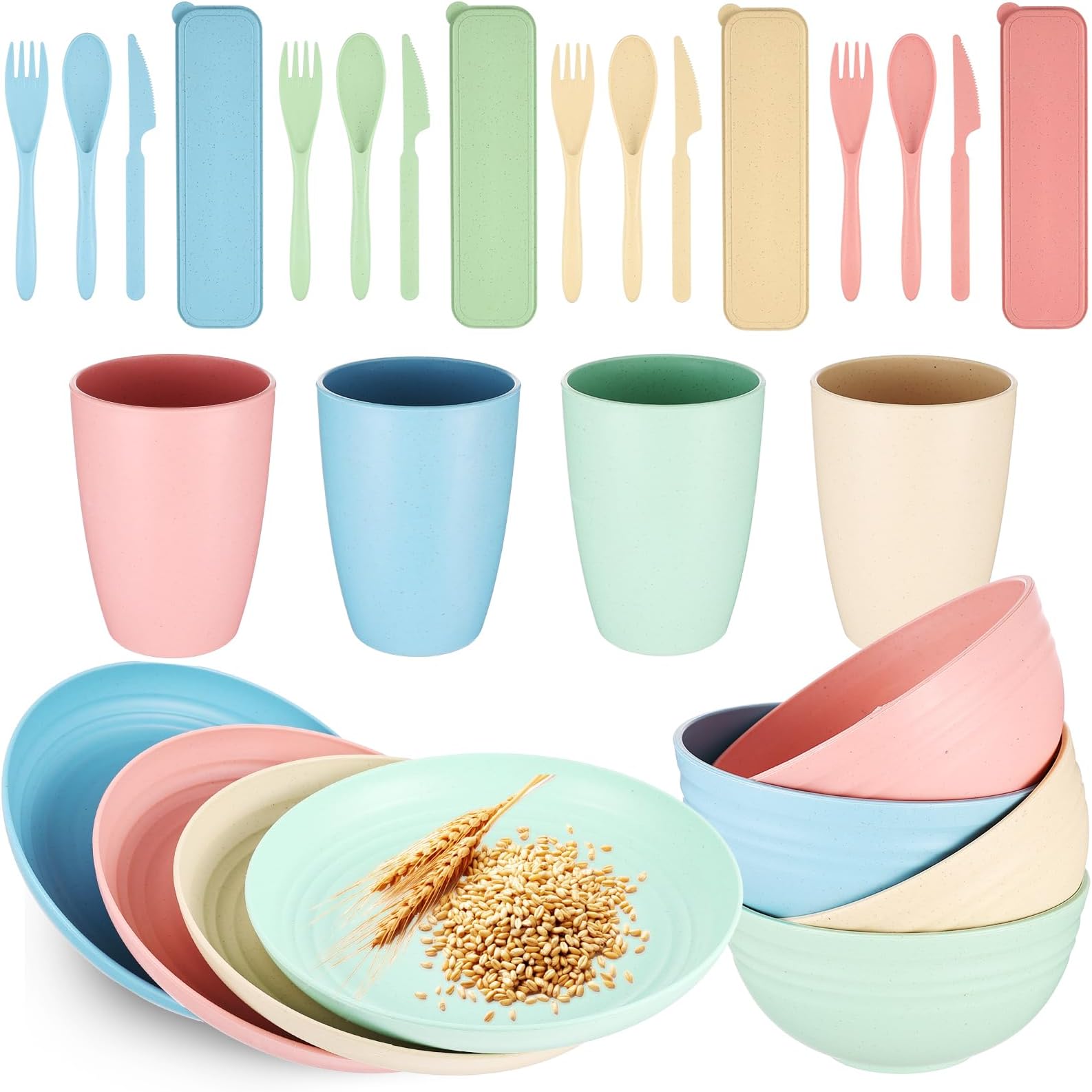 Amazon.com: Klickpick Home Children Plastic Dinnerware Set Of 36 Pieces ...