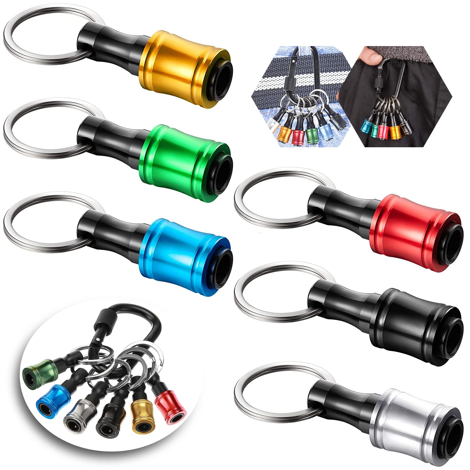Zumist Hex Shank Screwdriver Bits Holder Keychain, 6IN1 Aluminum Alloy ...