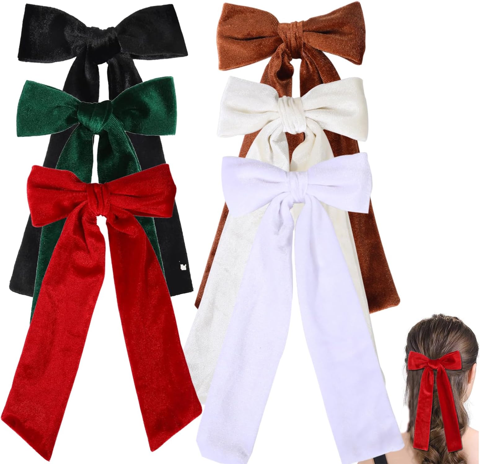 Amazon.com: 8 Pcs Velvet Hair Bows for Girls, Christmas Hair Bows Cute ...