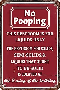 Amazon.com: VIVACEUTICAL No Pooping Sign Vintage Bathroom Decor Metal ...