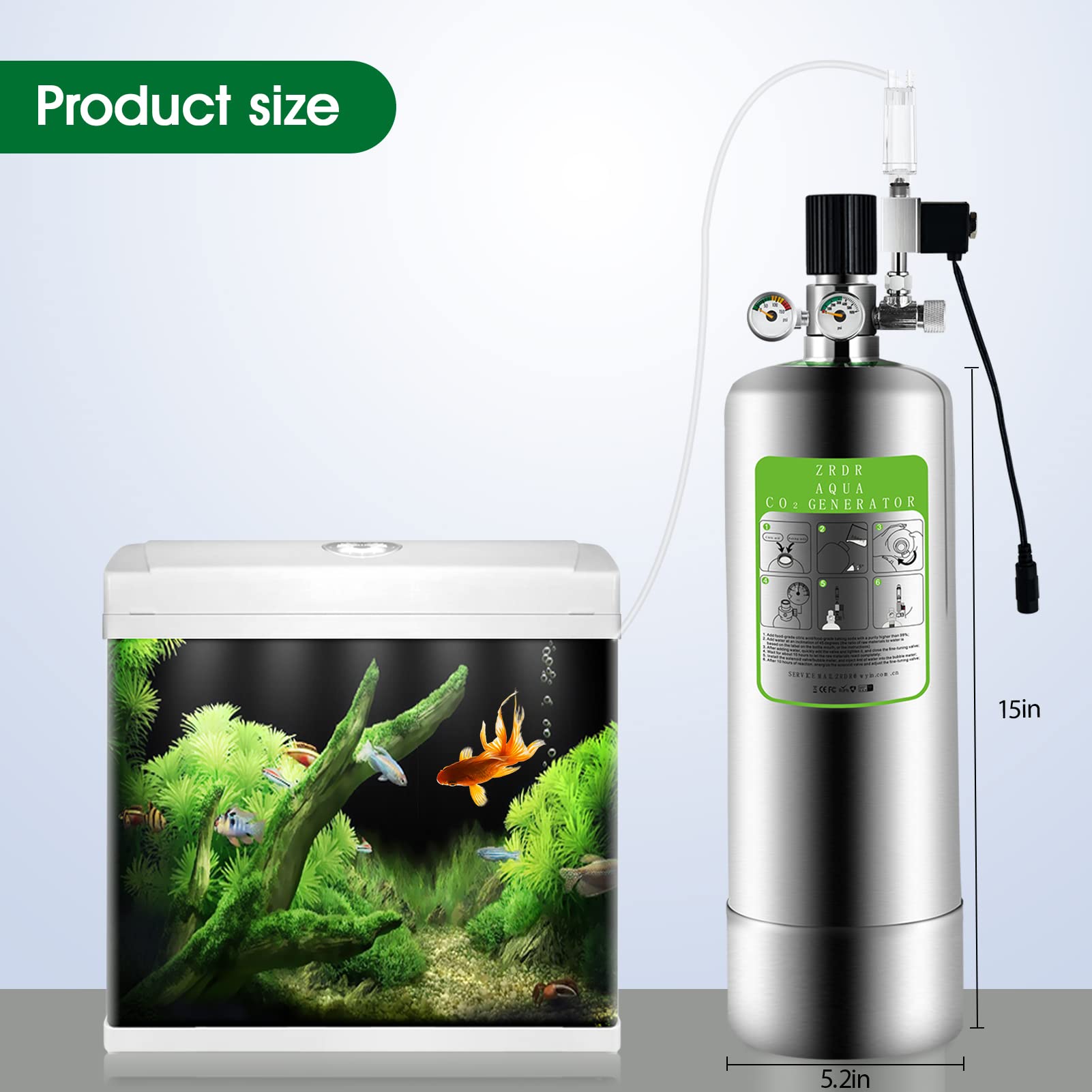 ZRDR 4L Co2 Generator System with Dual Gauge Display Pressure Gauge,DIY ...
