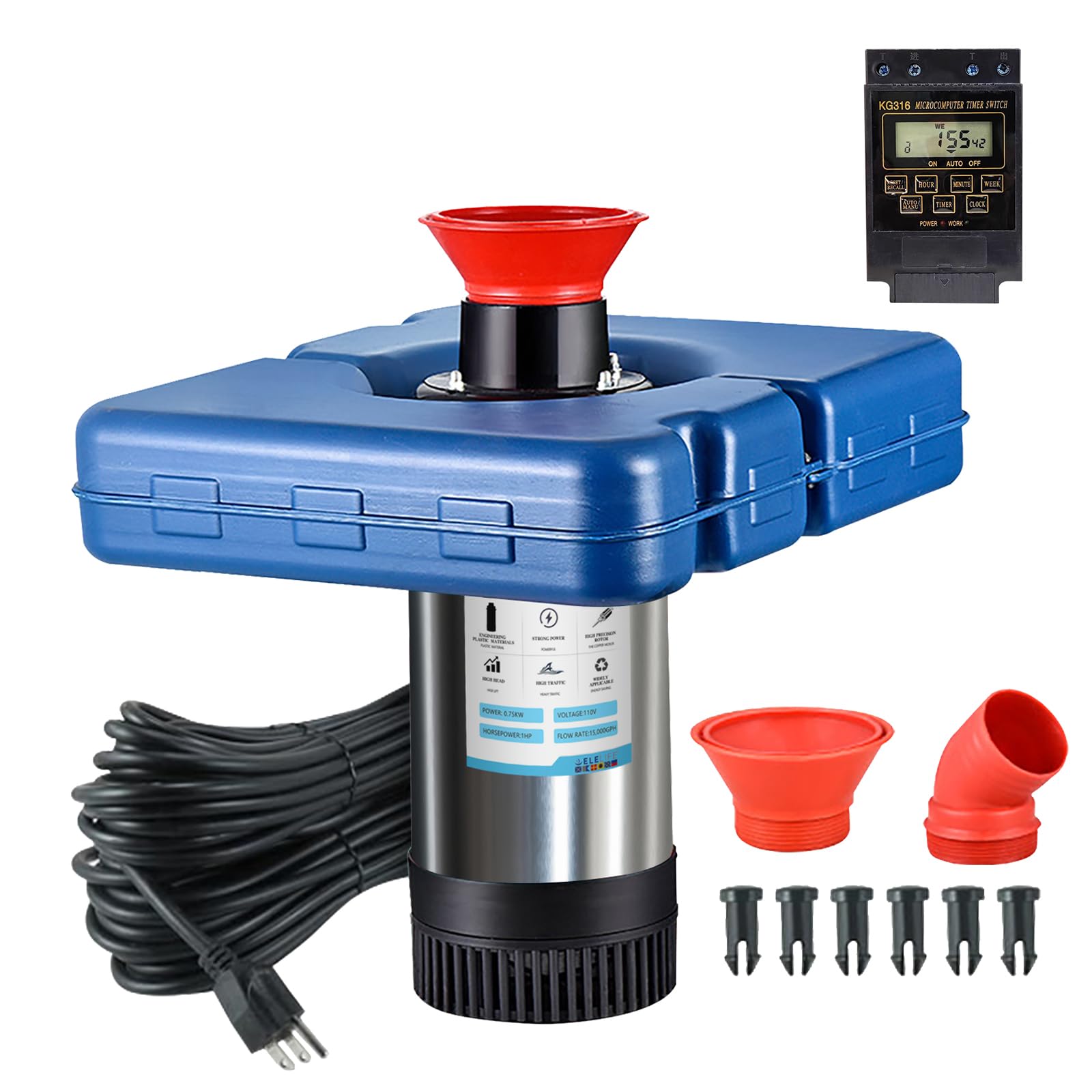 Amazon.com: Pond Fountain Aerator, 1HP 110V 15000 GPH Fountain Pump ...