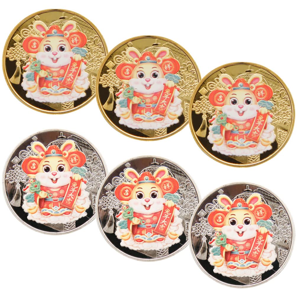 Nolitoy 6pcs Year Of The Rabbit Gold Silver Plated Coin | Desertcart ...