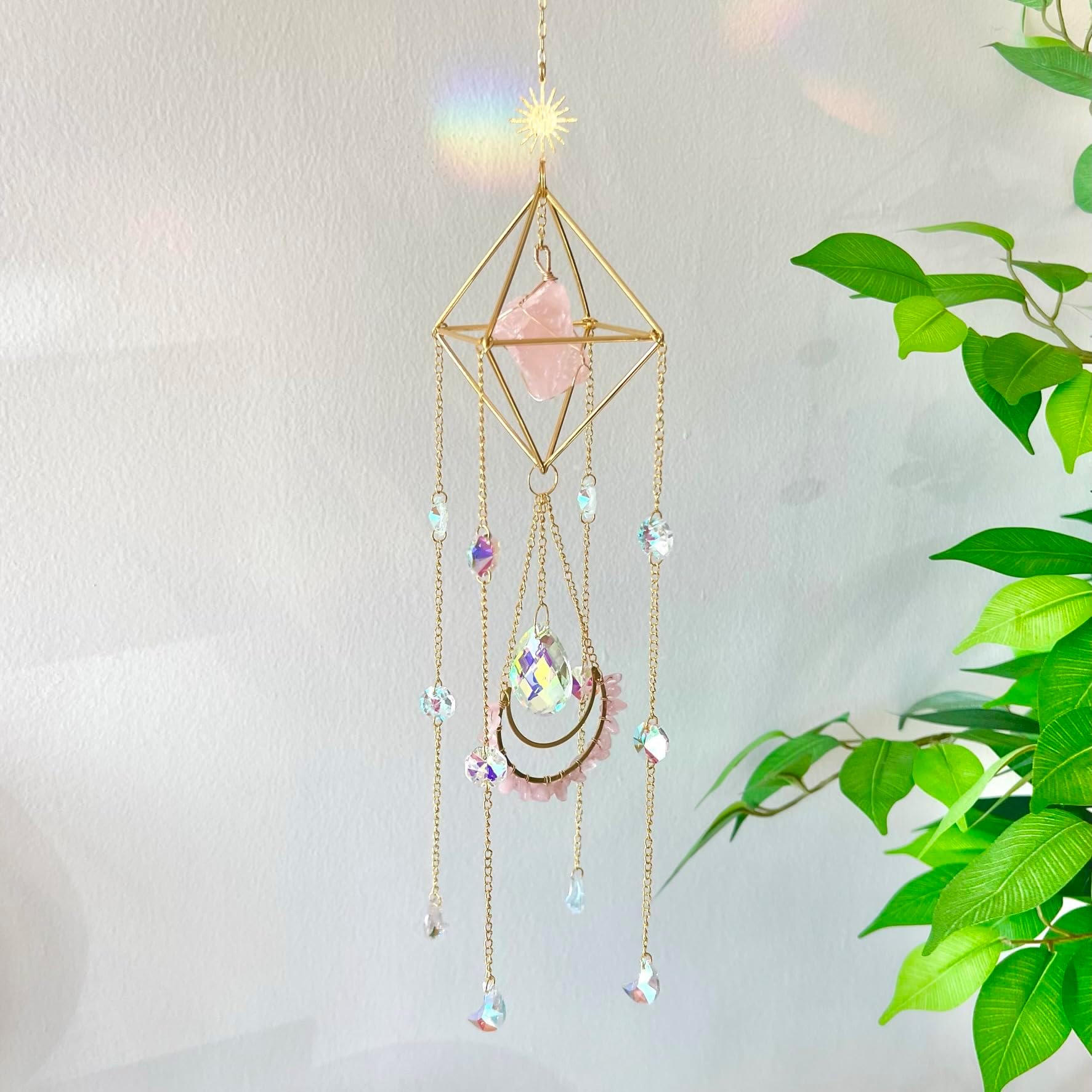 Amazon.com: Crystal Sun Catcher Window Hanging 7 Chakra Spheres ...