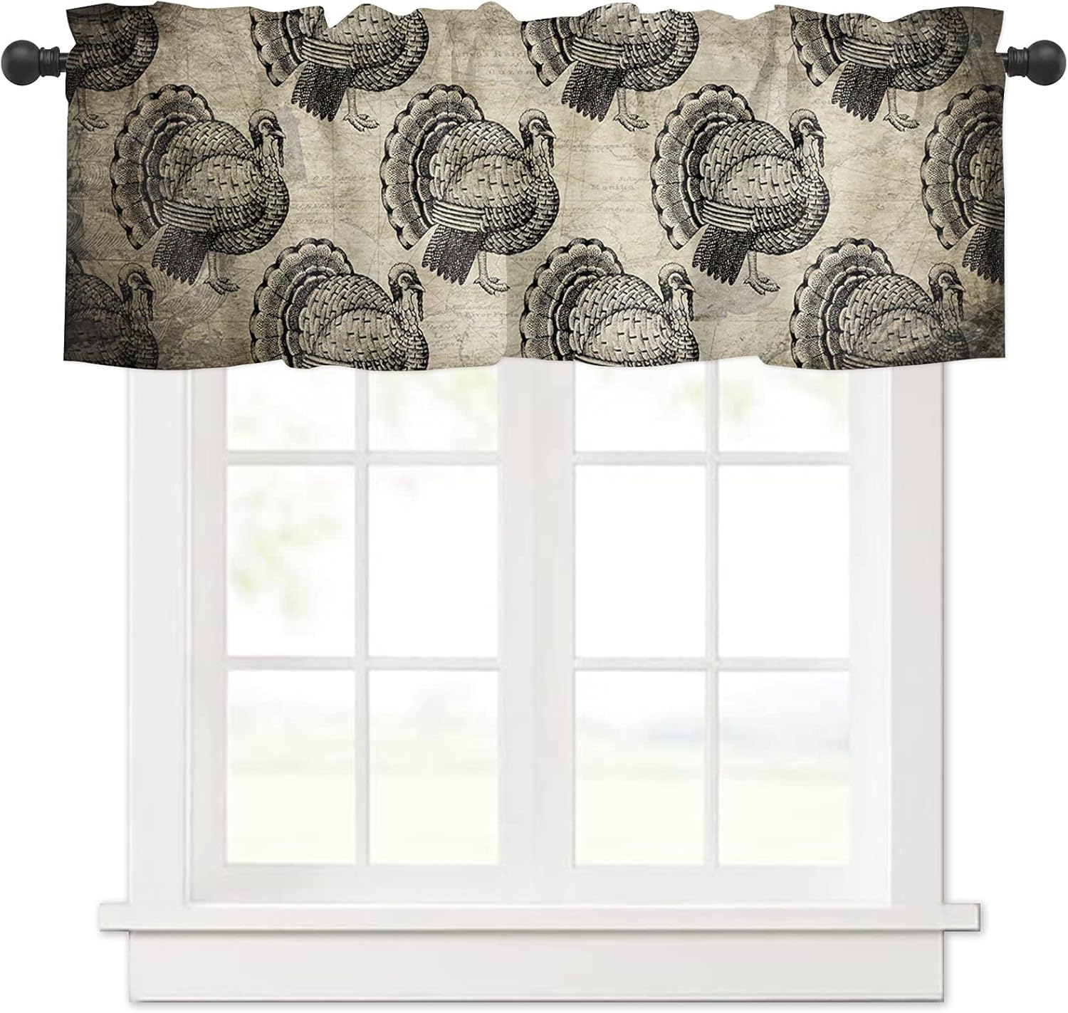 Amazon.com: Valances for Windows Vintage Thanksgiving Turkey Kitchen ...