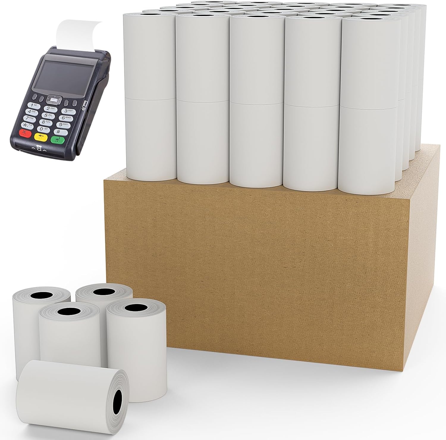 50 Rolls 57 x 36mm Thermal Paper Till Receipt Rolls for PDQ Credit Card ...