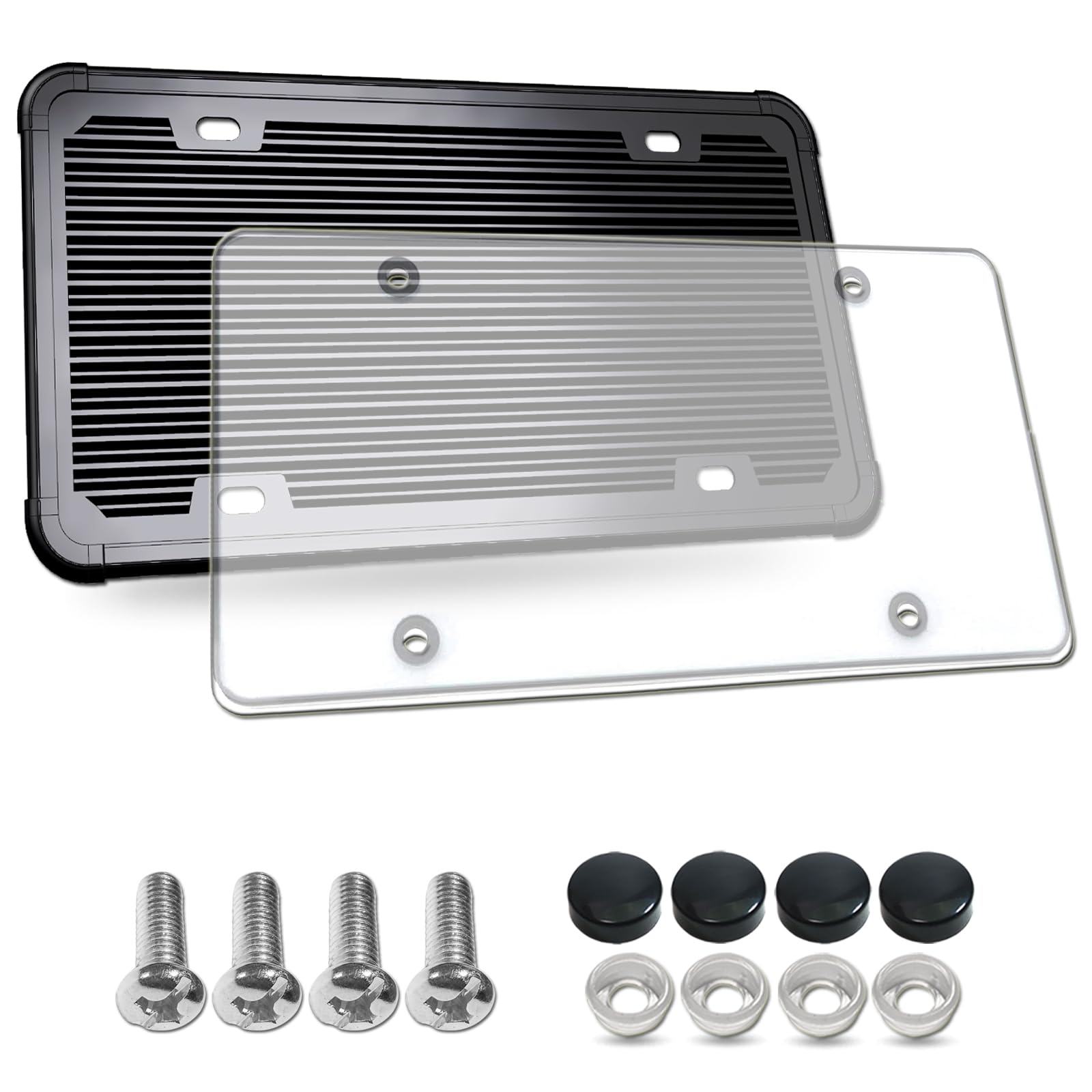 Amazon.com: Silicone License Plate Frame with Cover Combo- Flat Clear ...