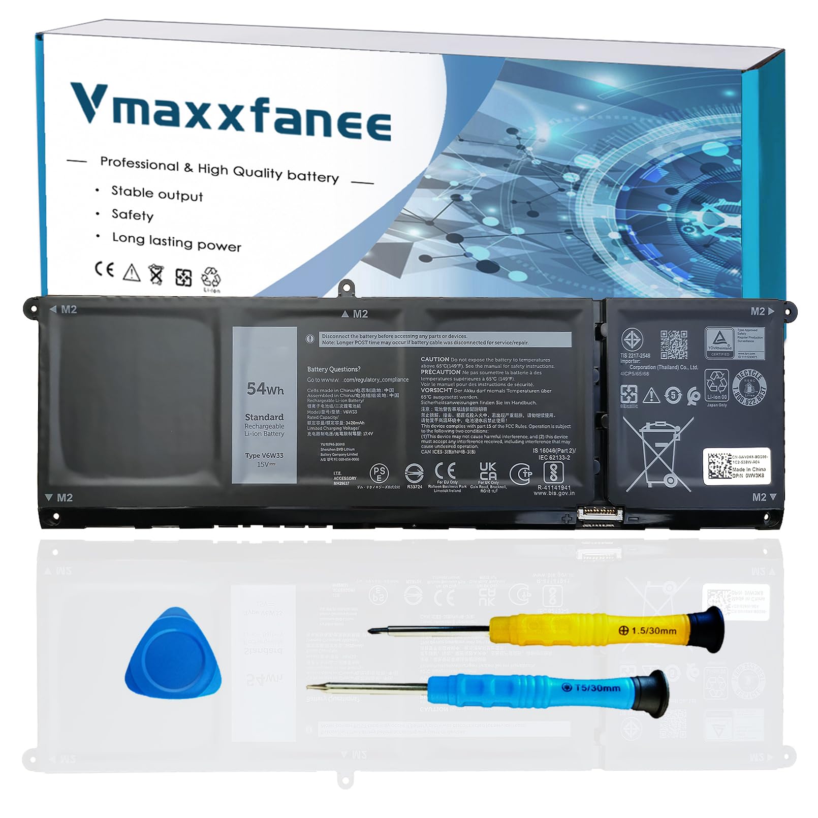 Amazon.com: V6W33 54Wh Laptop Battery For Dell Latitude 3420 3320 3330 ...