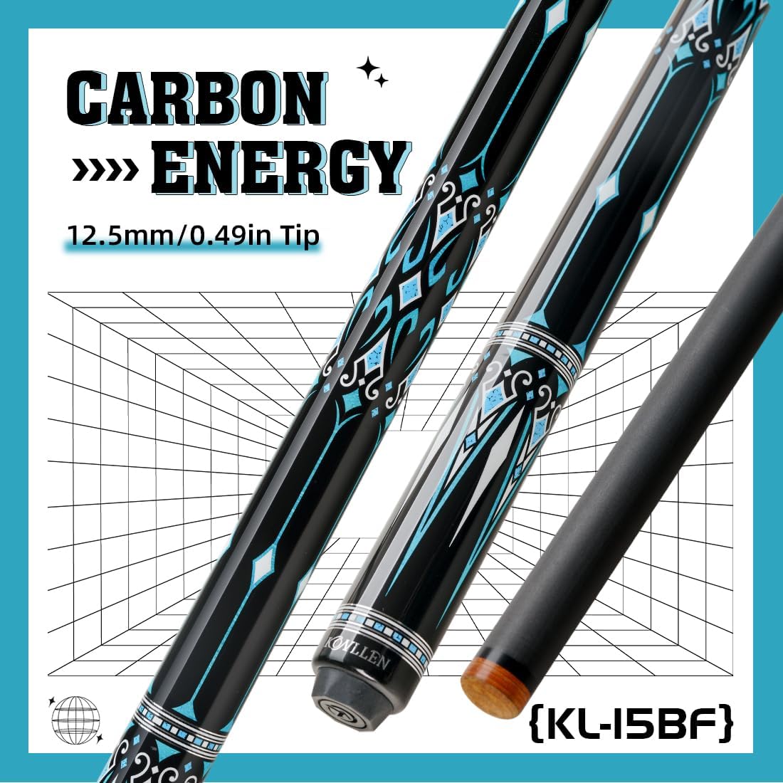 KONLLEN Carbon Fiber Pool Cue Stick 58-inch Professional Pool Sticks ...