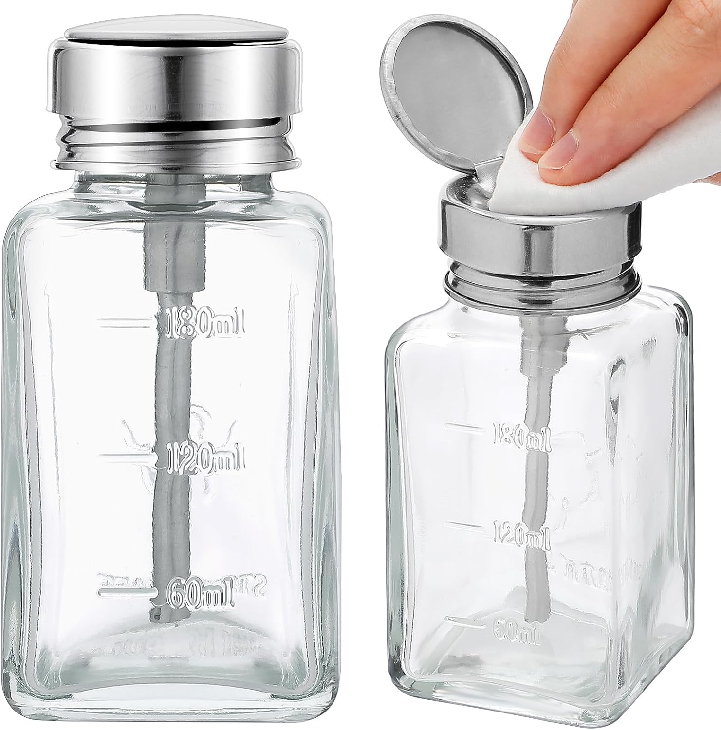 Lallisa 2 Pcs 6 Oz/ 180 ml Clear Pump Dispenser Bottle with Metal Flip ...