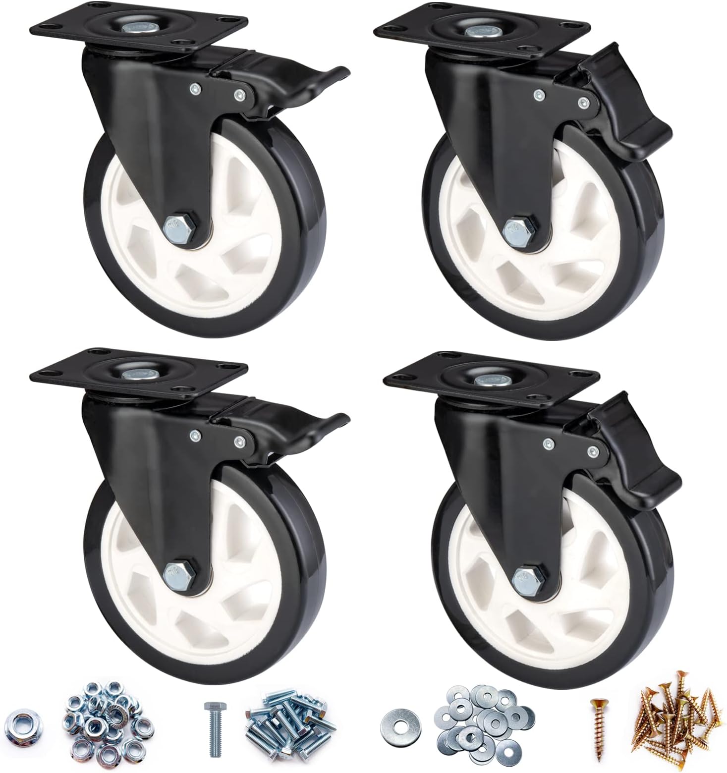 Amazon.com: Caster Wheels - 5 Inch Casters Set of 4 Heavy Duty, BOSGEOT ...