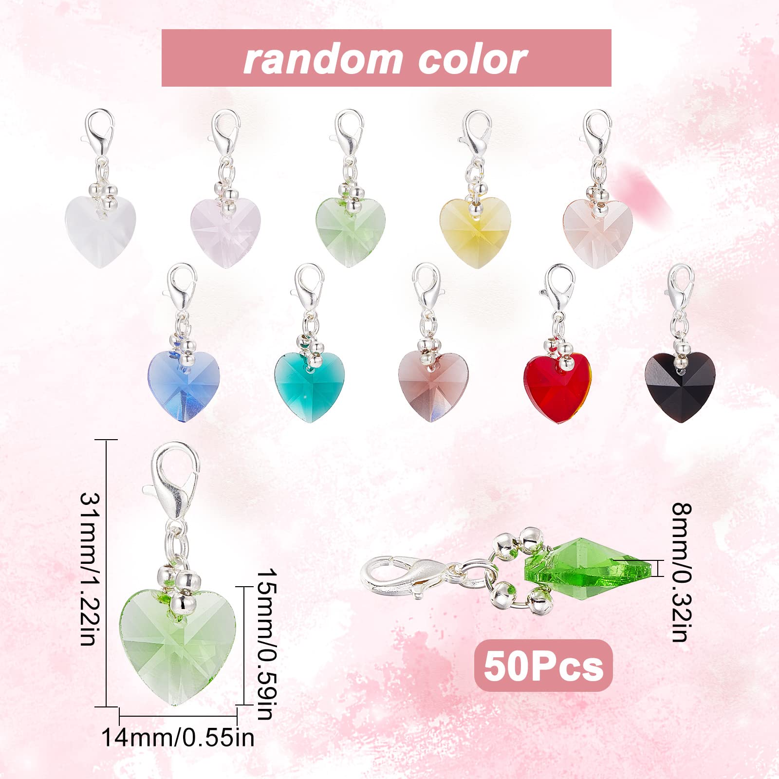 Glass Bead Charms SUNNYCLUE 1 Box 50Pcs Stitch Markers Crochet Stitch ...