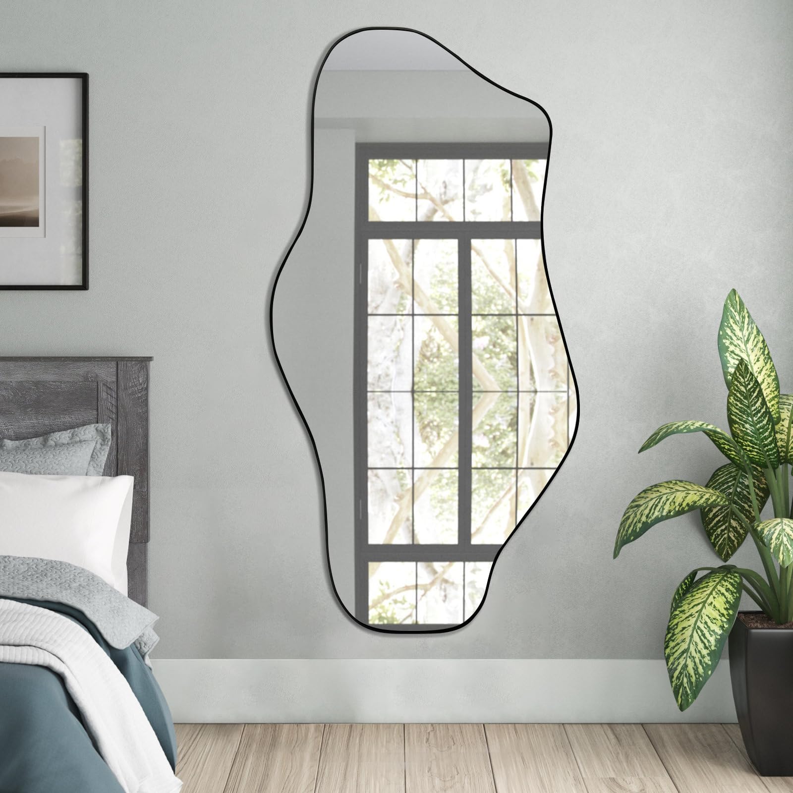 Amazon.com: KT WALL ART Asymmetrical Led Lighted Mirror for Bathroom ...