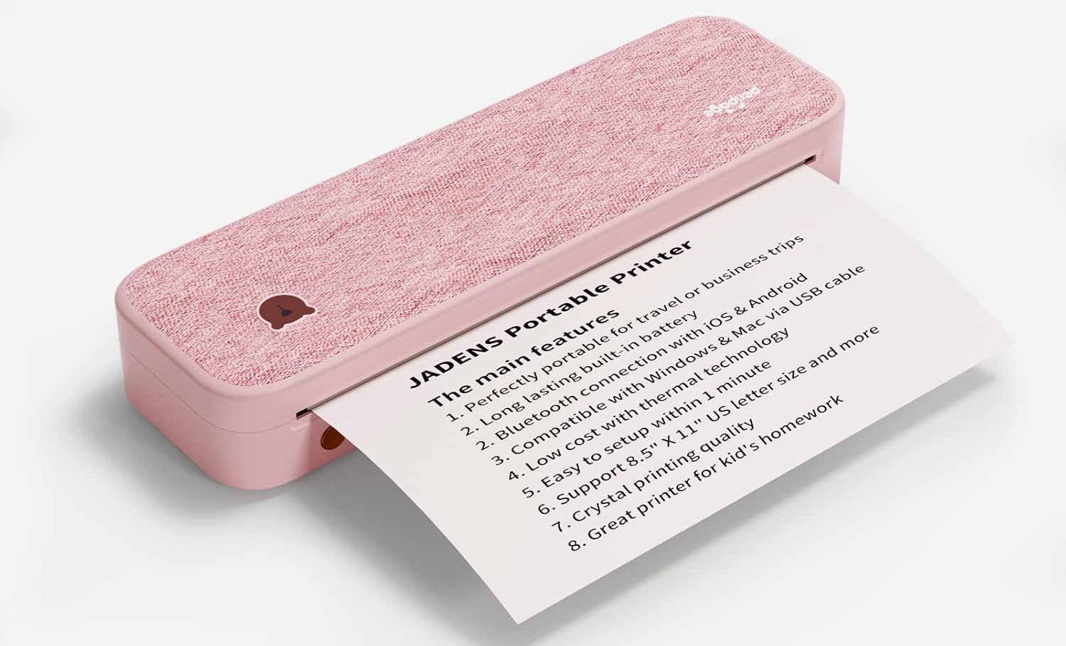 JADENS Portable Thermal Printer - A4 Inkless Mobile Printer Compatible ...