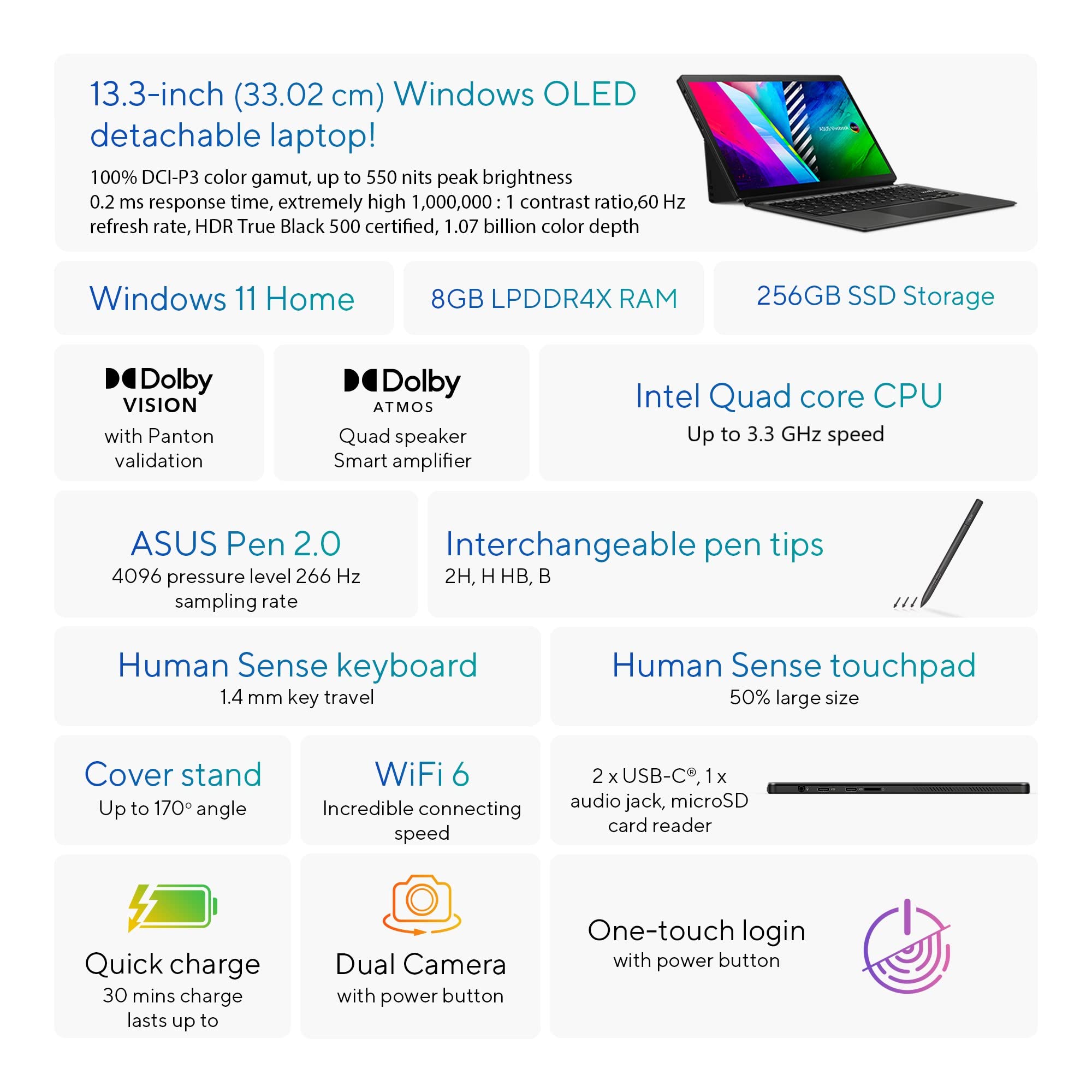 Buy ASUS Windows 11 Home VivoBook 13 Slate OLED, Intel Pentium Silver ...