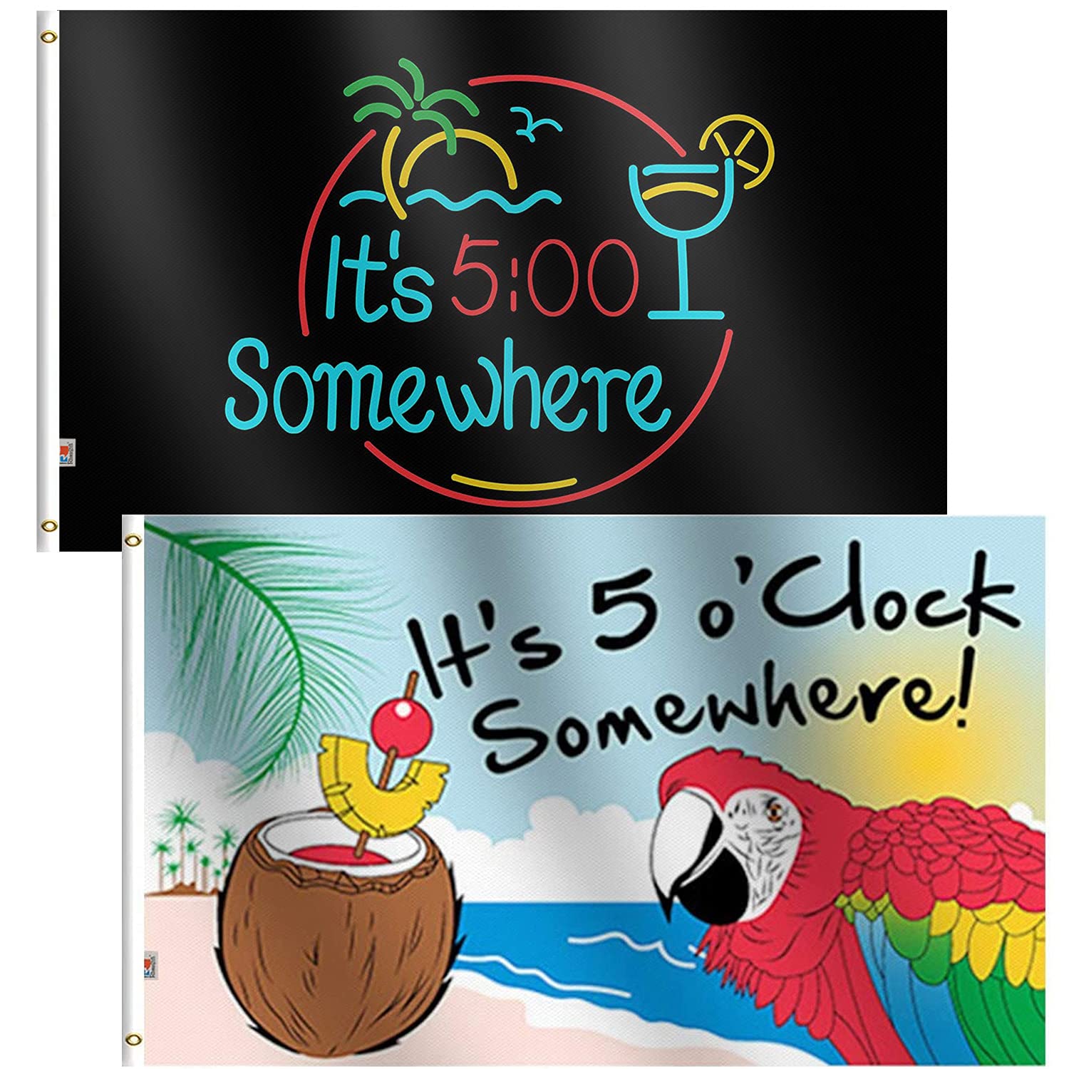 Amazon.com : Rhungift 2Pack It's 5 O'Clock Somewhere Flag 3x5 Ft Sign ...