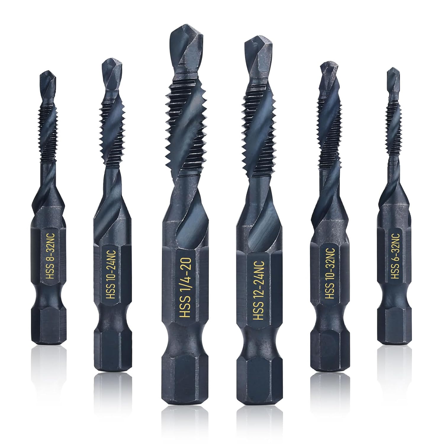 Amazon.com: Valkynos 6Pcs Combination Drill & Taps Bit Set, HSS Screw ...
