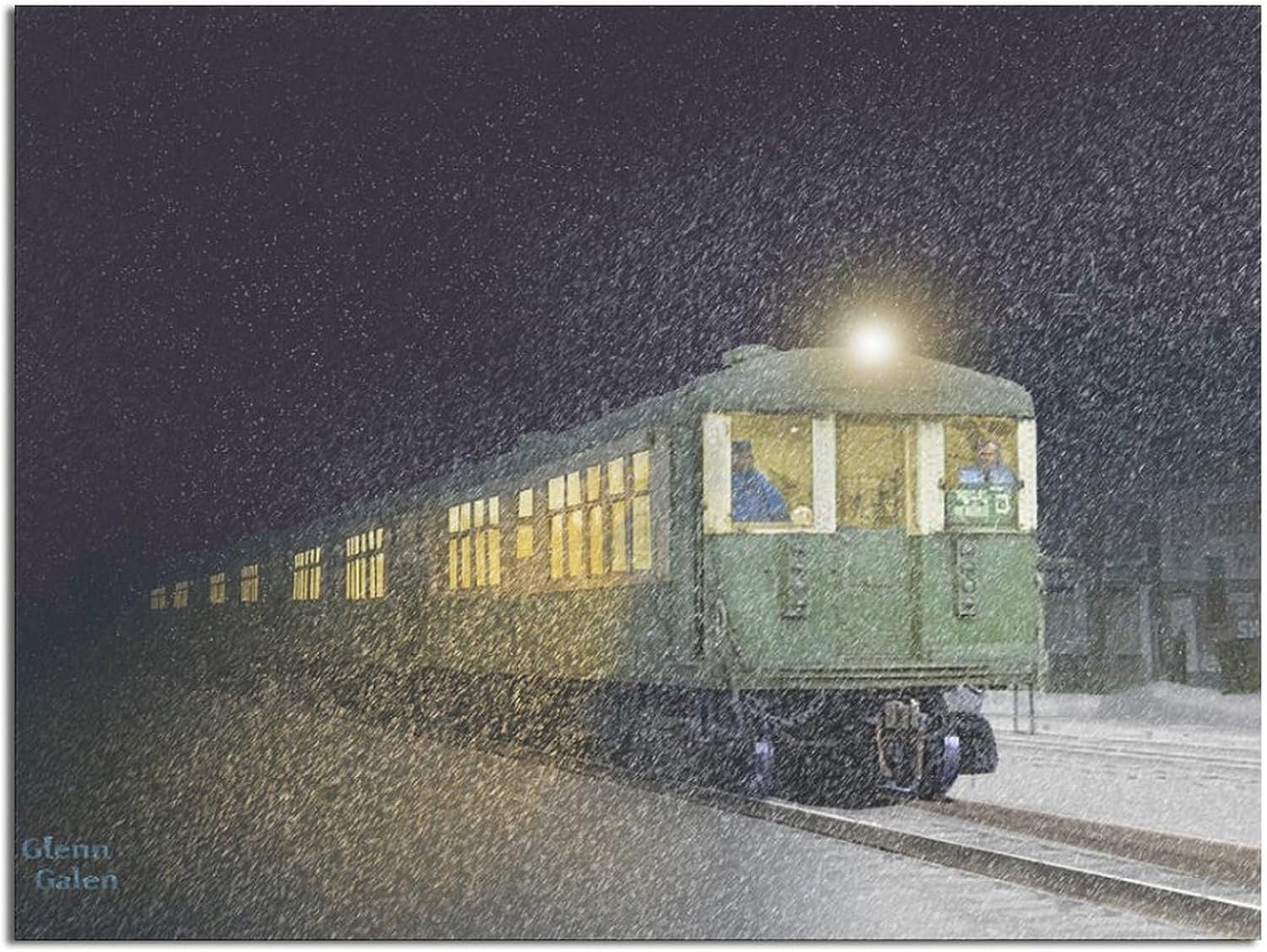 Amazon.com: Older CTA Rapid Transit Car - Night Run Canvas Art Poster ...