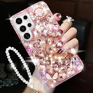 Amazon.com: Changjia for Samsung Galaxy S25 Ultra Glitter Bling Case, Cute Luxury 3D Sparkle ...