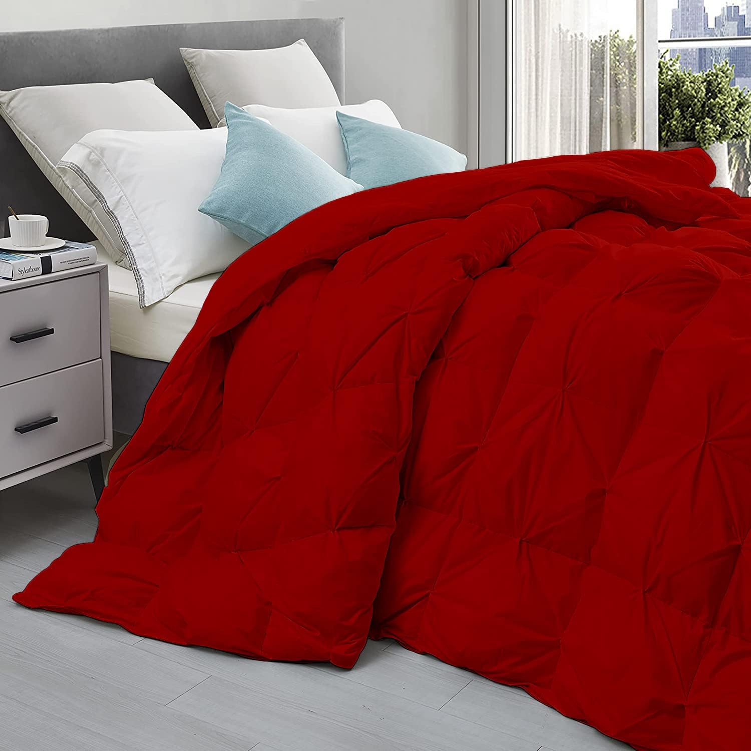 Amazon.com: SLEEP-NEST Pinch Pleated Comforter Duvet Insert with 8 ...