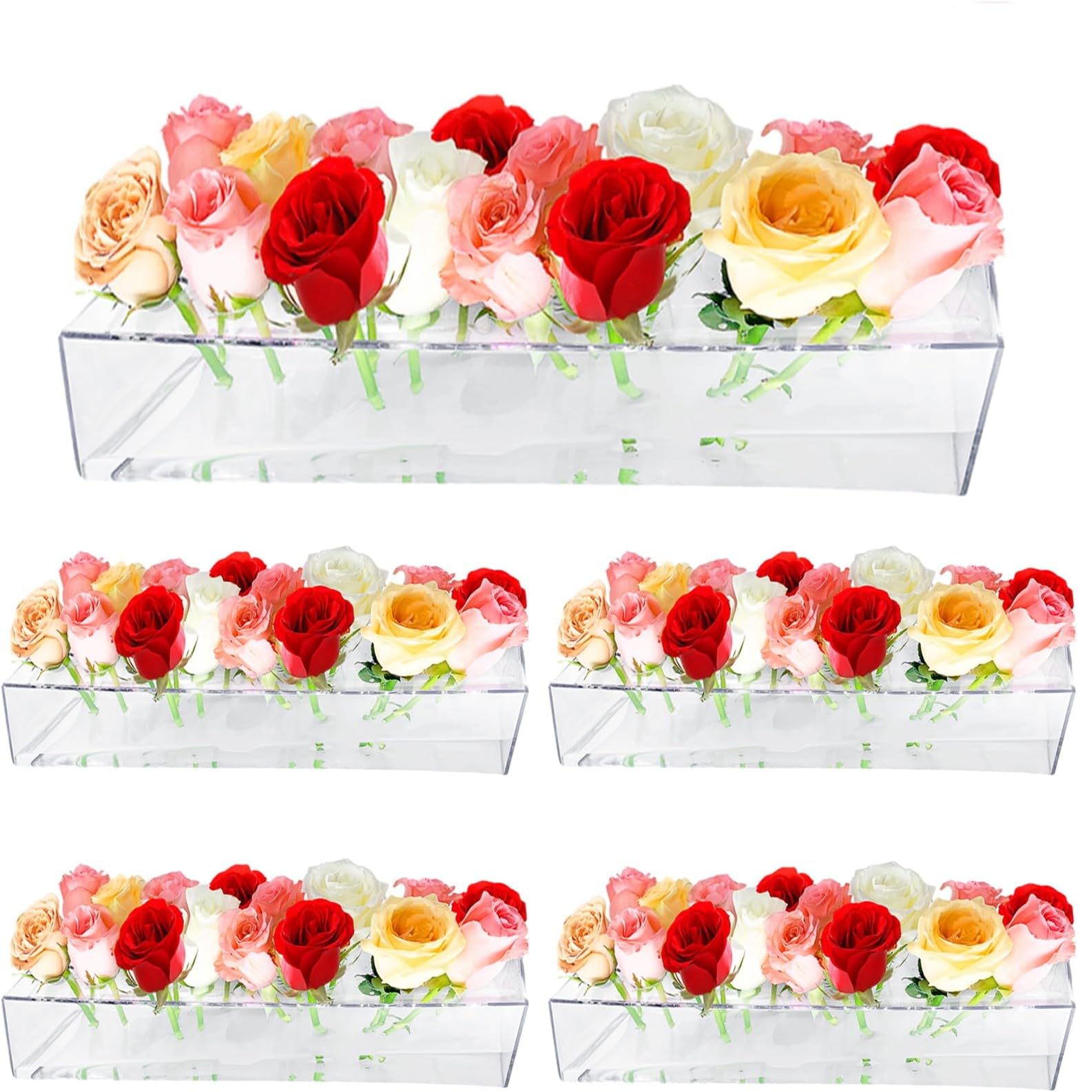 Amazon.com: 7.5 Inch Modern Clear Glass Rectangle Block Vase ...