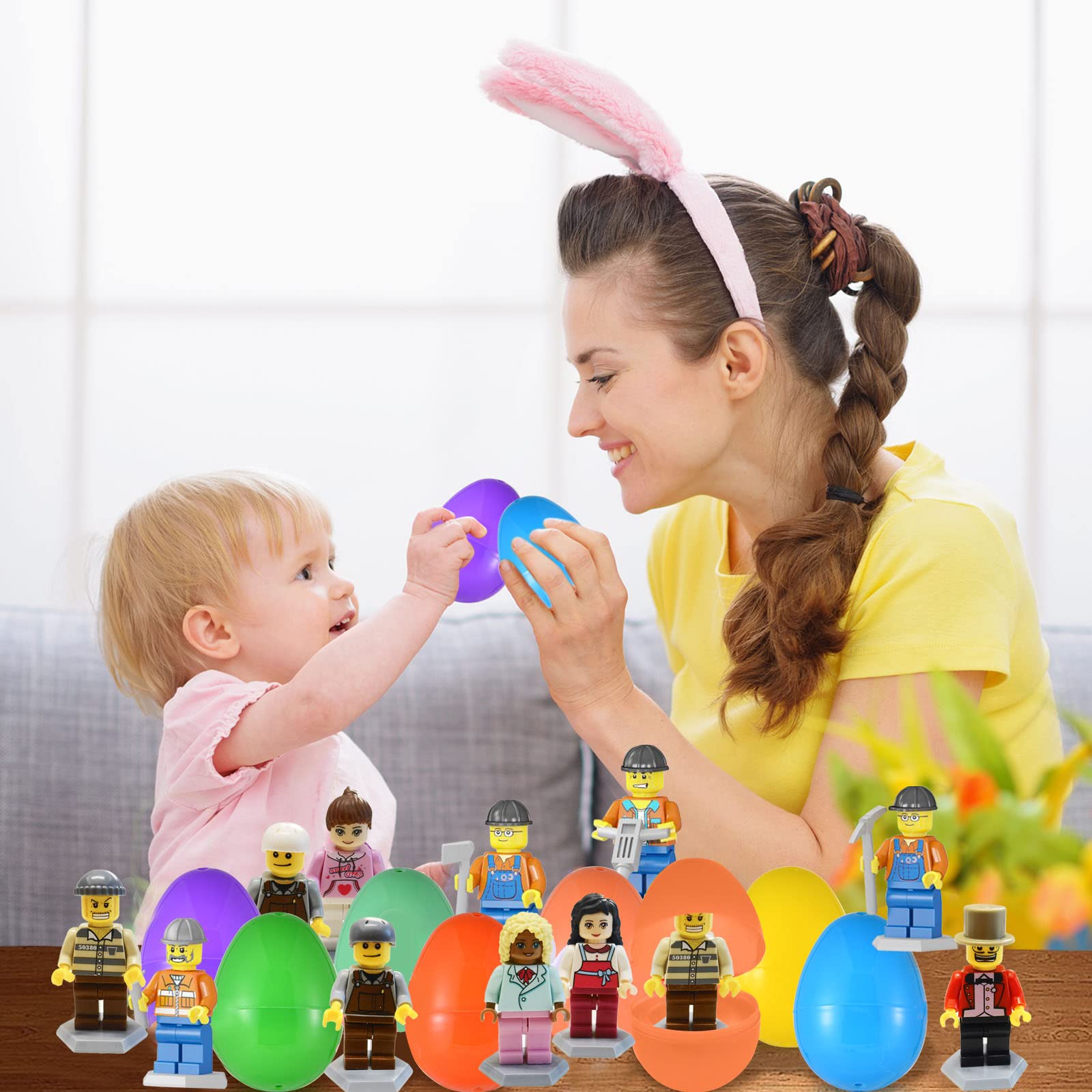 50 Pcs Prefilled Easter Eggs with Miniature Novelty Toys, Mini Male and ...