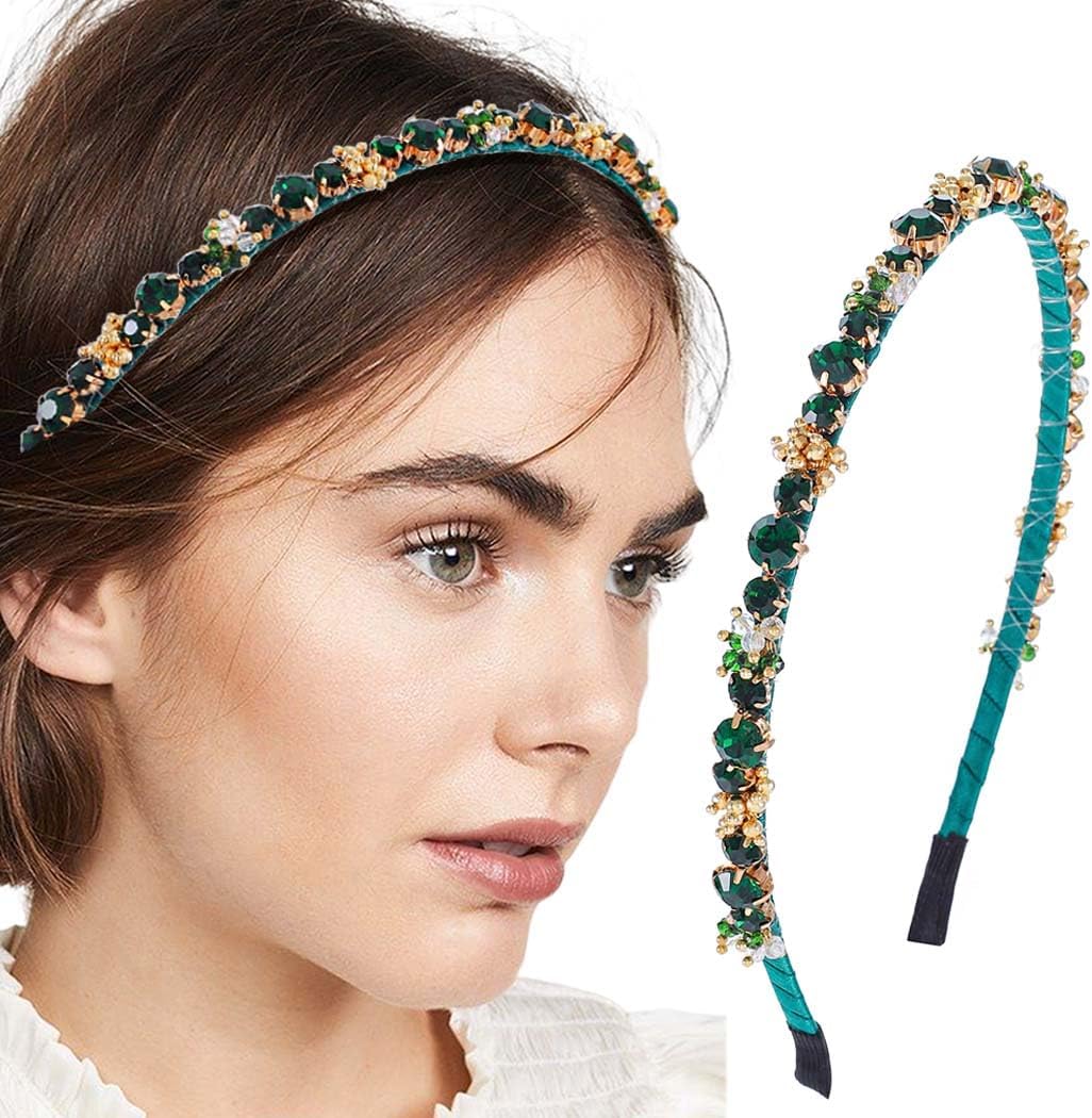 Amazon.com : Firuilo Thin Rhinestones Headband Blue Crystal Hair Bands ...