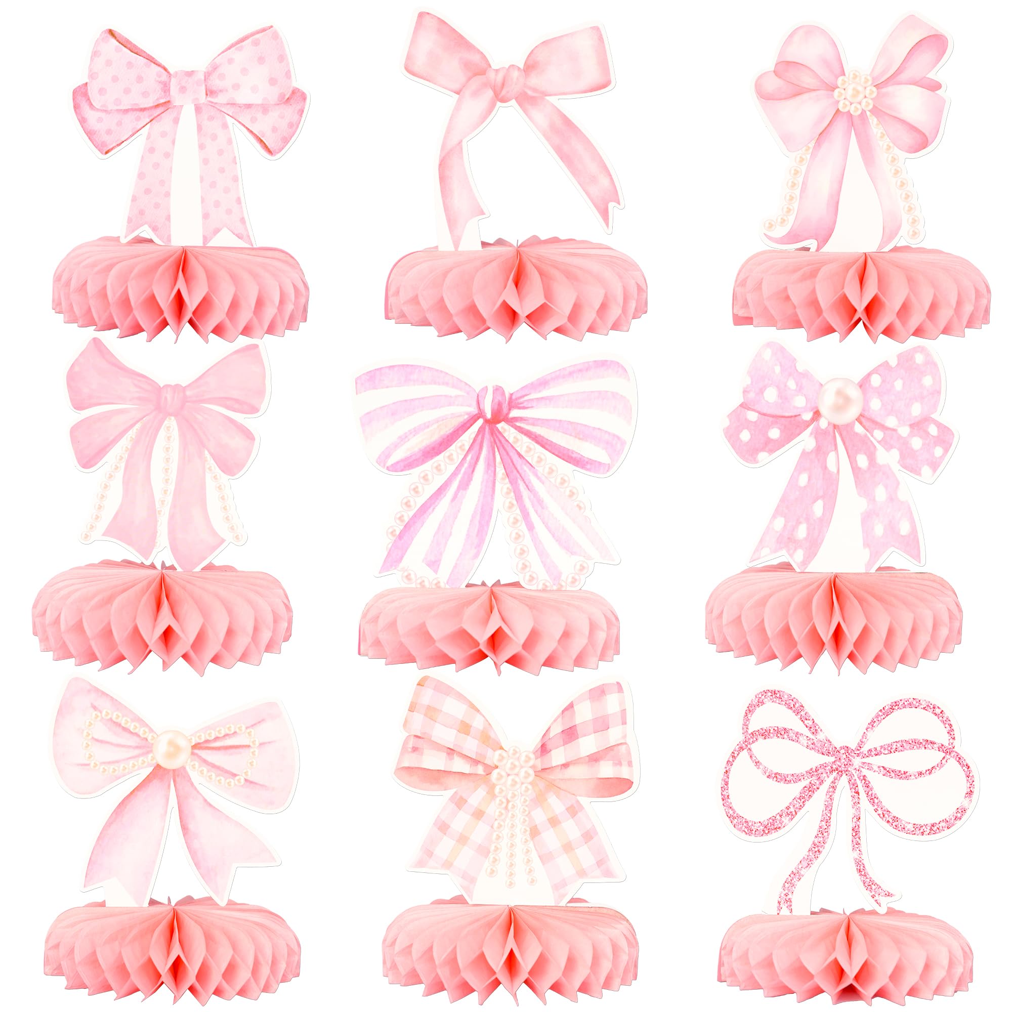 Amazon.com: Gyufise 9Pcs Pink Bow Party Honeycomb Centerpieces ...