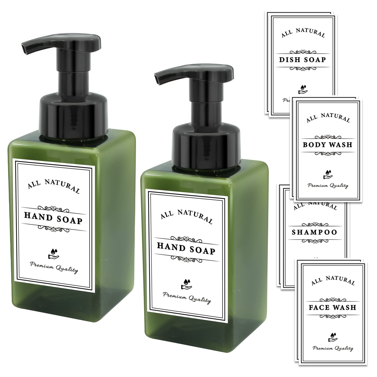Amazon.com: Foaming Soap Dispenser, 2 Pack Plastic Refillable Foam Hand ...