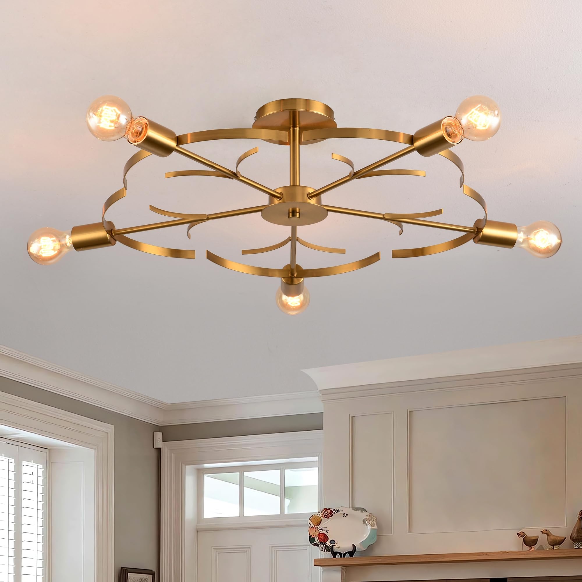 Modern Large Ceiling Light Fixture Living Room 27.6'', Gold Ceiling ...
