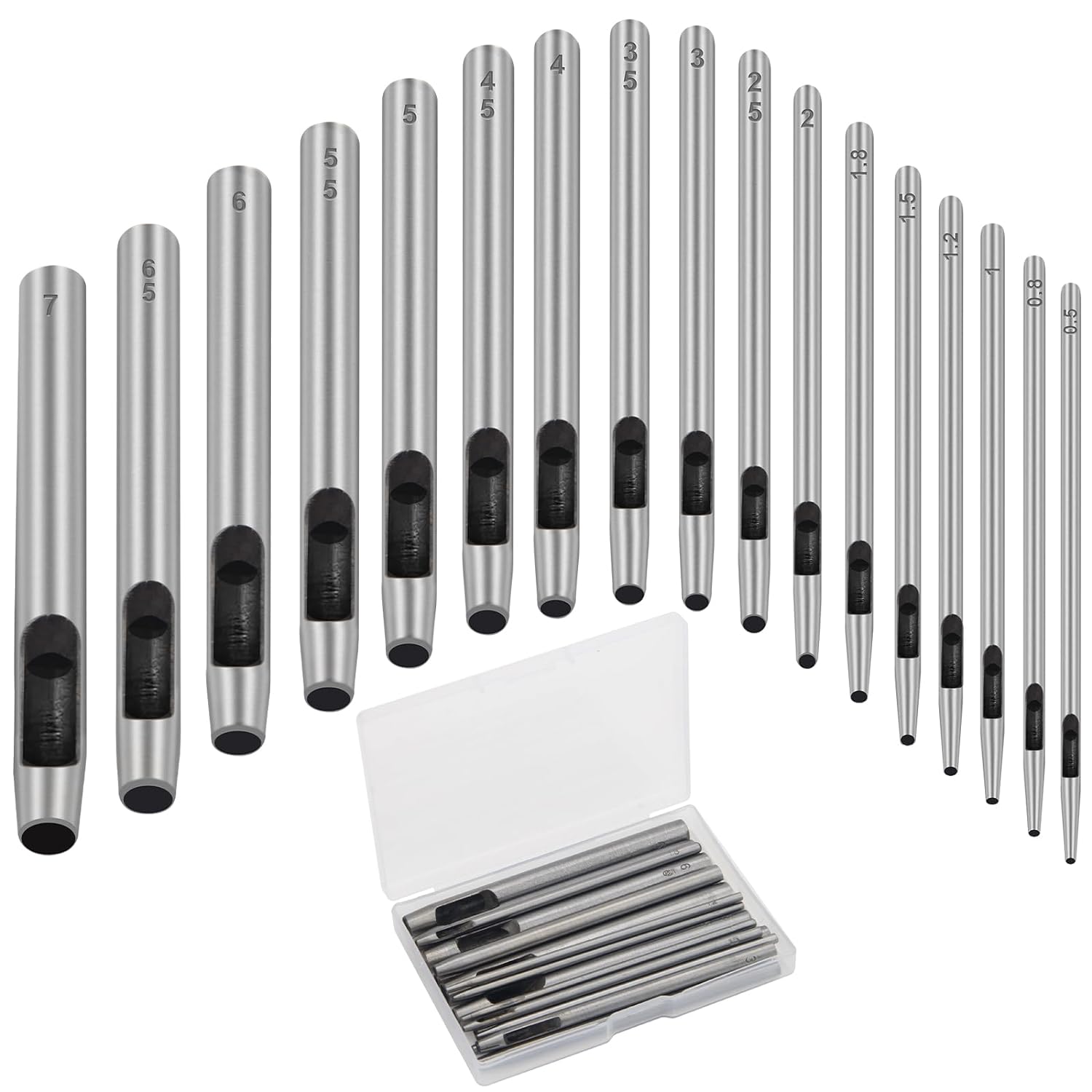 Amazon.com: 17 Pcs Round Leather Hole Punch Tool 0.5-7mm, Boyistar ...